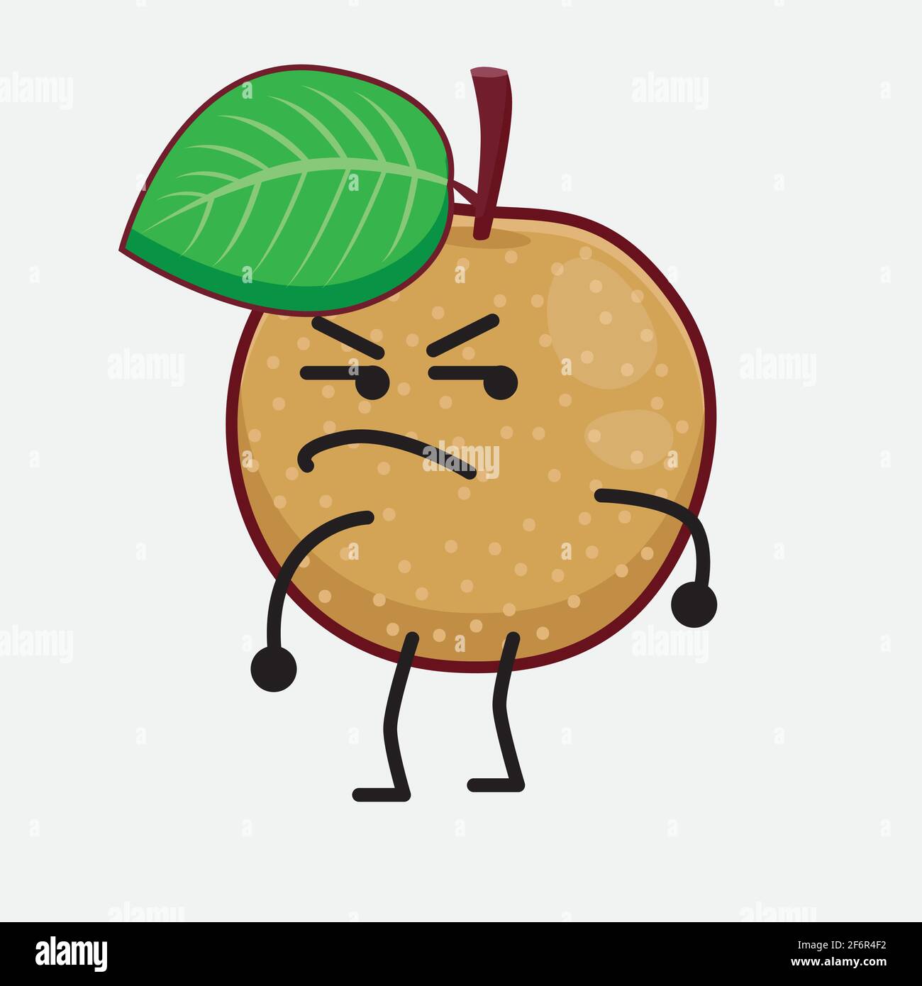 Vector Illustration of Nashi Pear Fruit Character with cute face ...