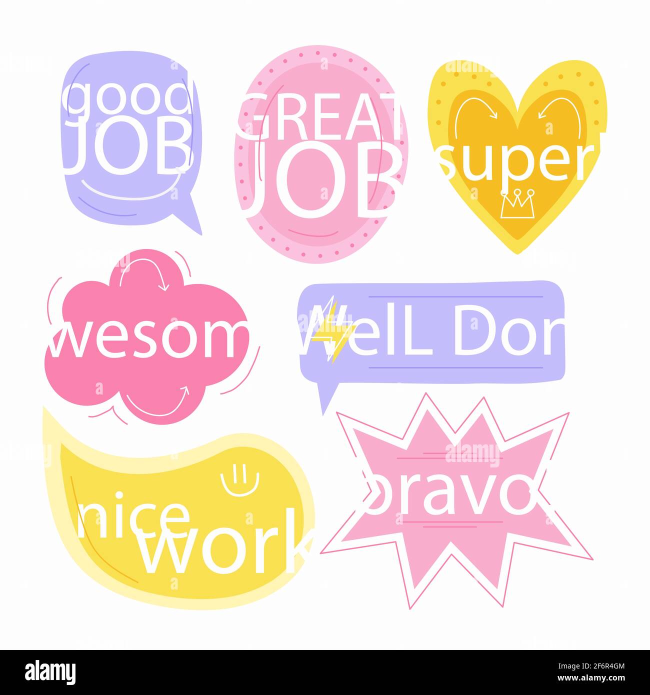 Set of good job and great job stickers Vector illustration Stock Vector ...