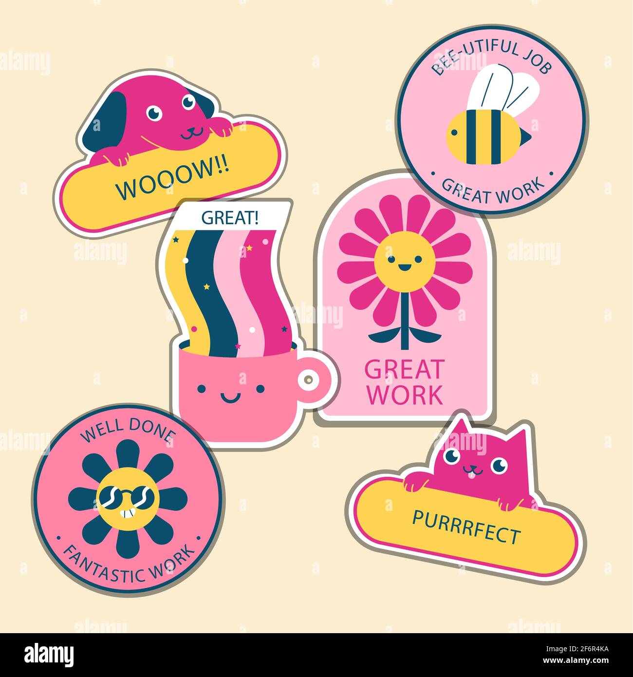 Set of great job and good job stickers Vector illustration Stock Vector ...