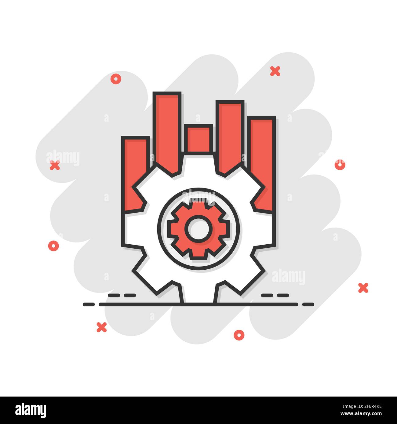 Operation project icon in comic style. Gear process vector cartoon ...
