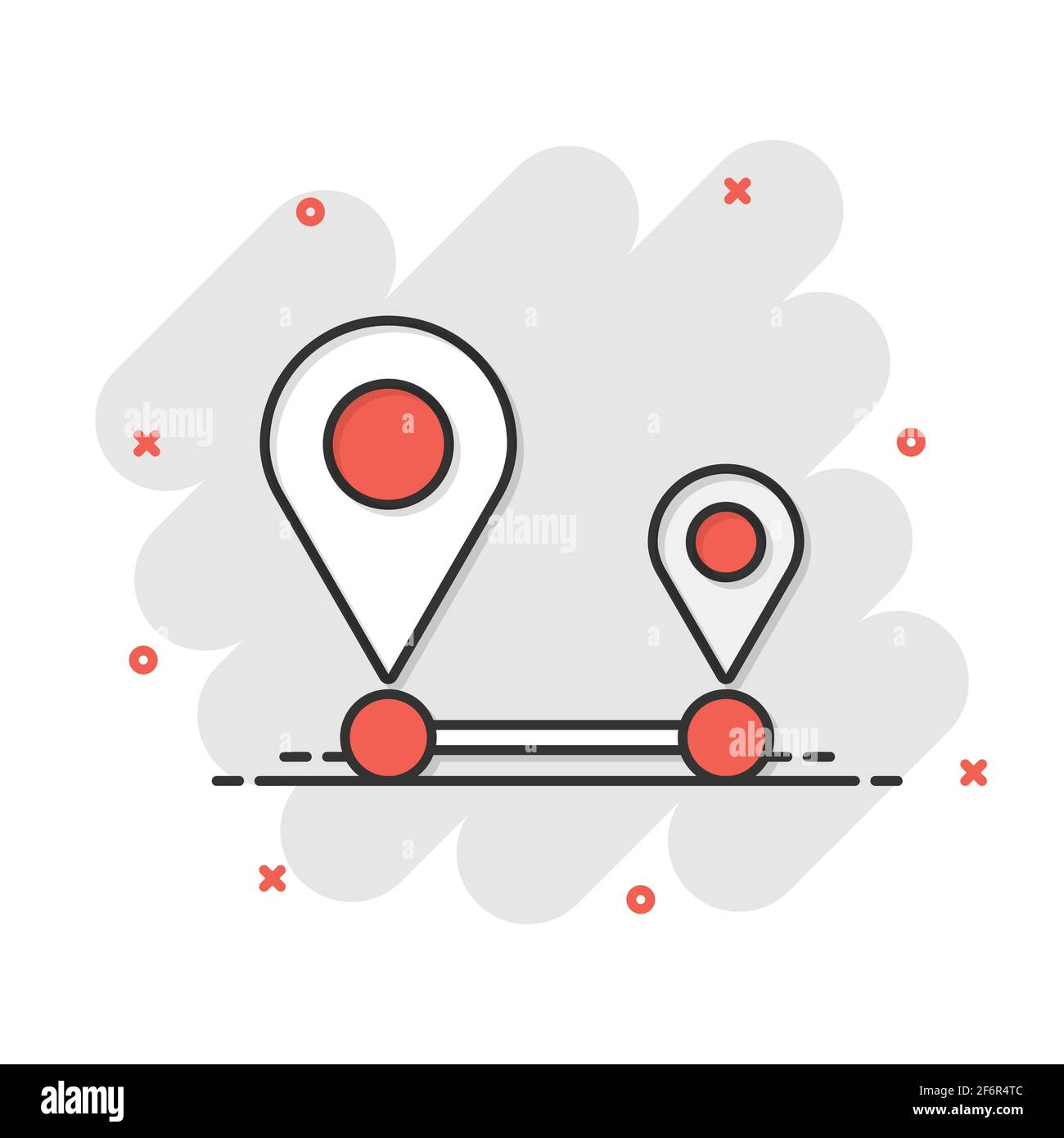 Distance pin icon in comic style. Gps navigation vector cartoon ...