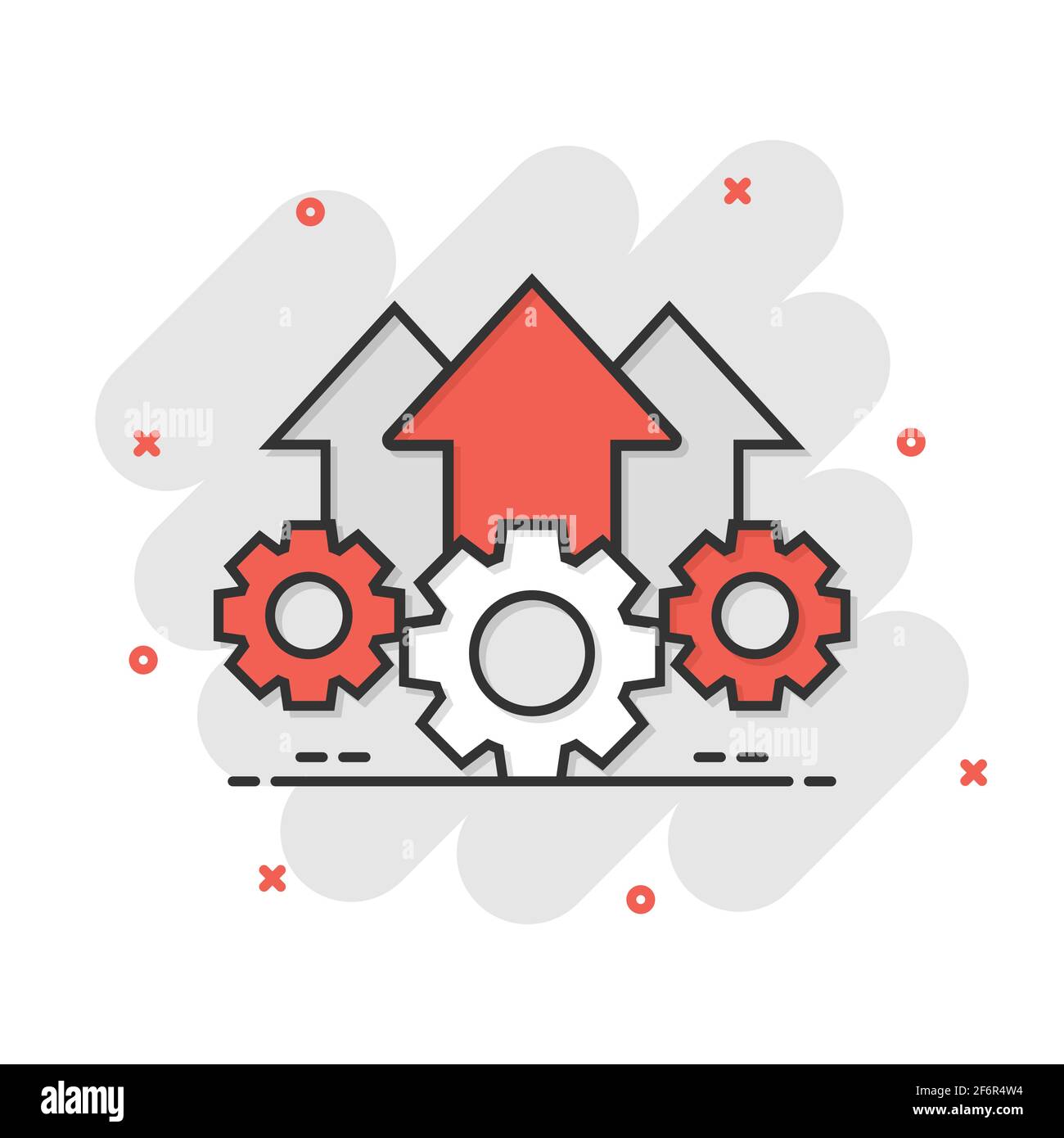 Operation project icon in comic style. Gear process vector cartoon ...