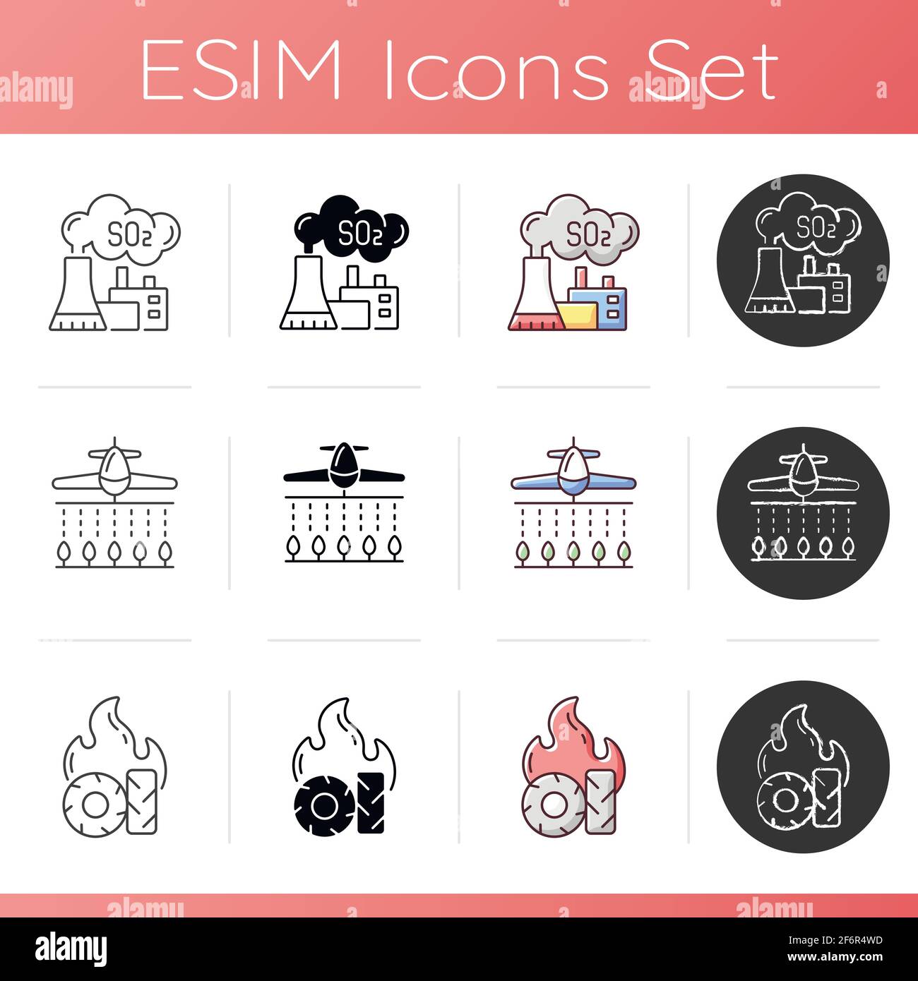 Air pollution icons set Stock Vector Image & Art - Alamy