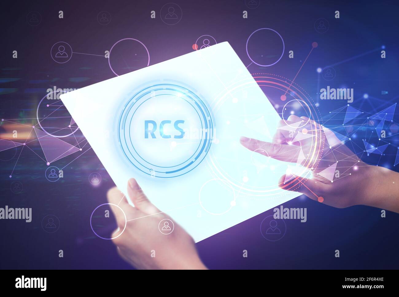 Hand holdig futuristic tablet concept Stock Photo - Alamy