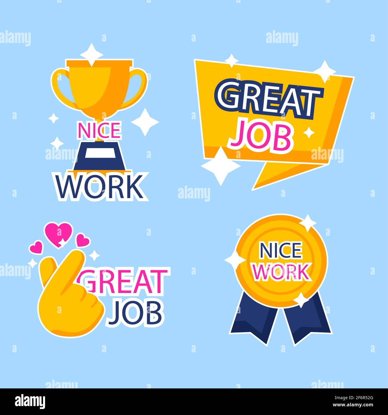 Flat good job and great job stickers Vector illustration Stock Vector ...