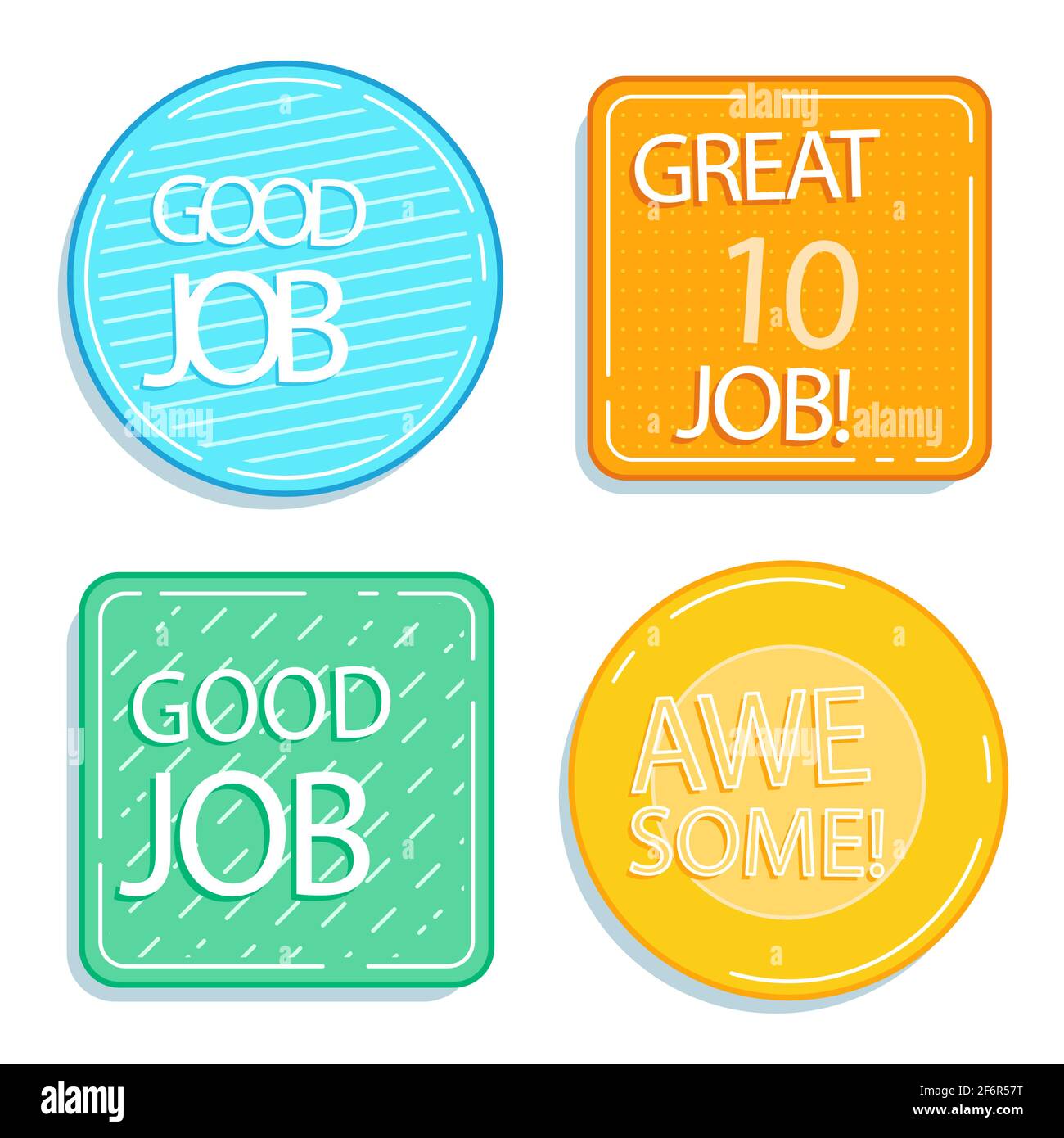 Set of good job and great job stickers Vector illustration Stock Vector ...