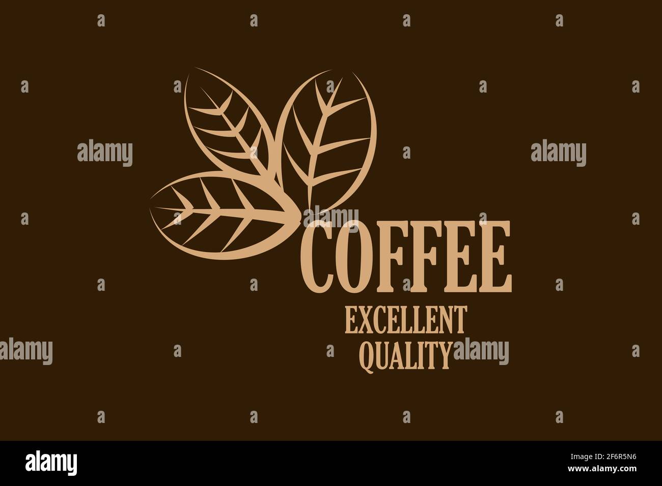 Vector logo of coffee leaves. Isolated on a dark background Stock ...