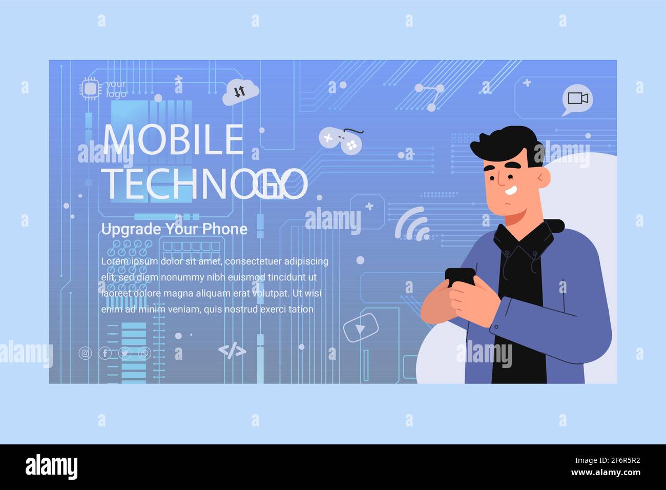 Mobile tech banner template Vector illustration Stock Vector Image ...