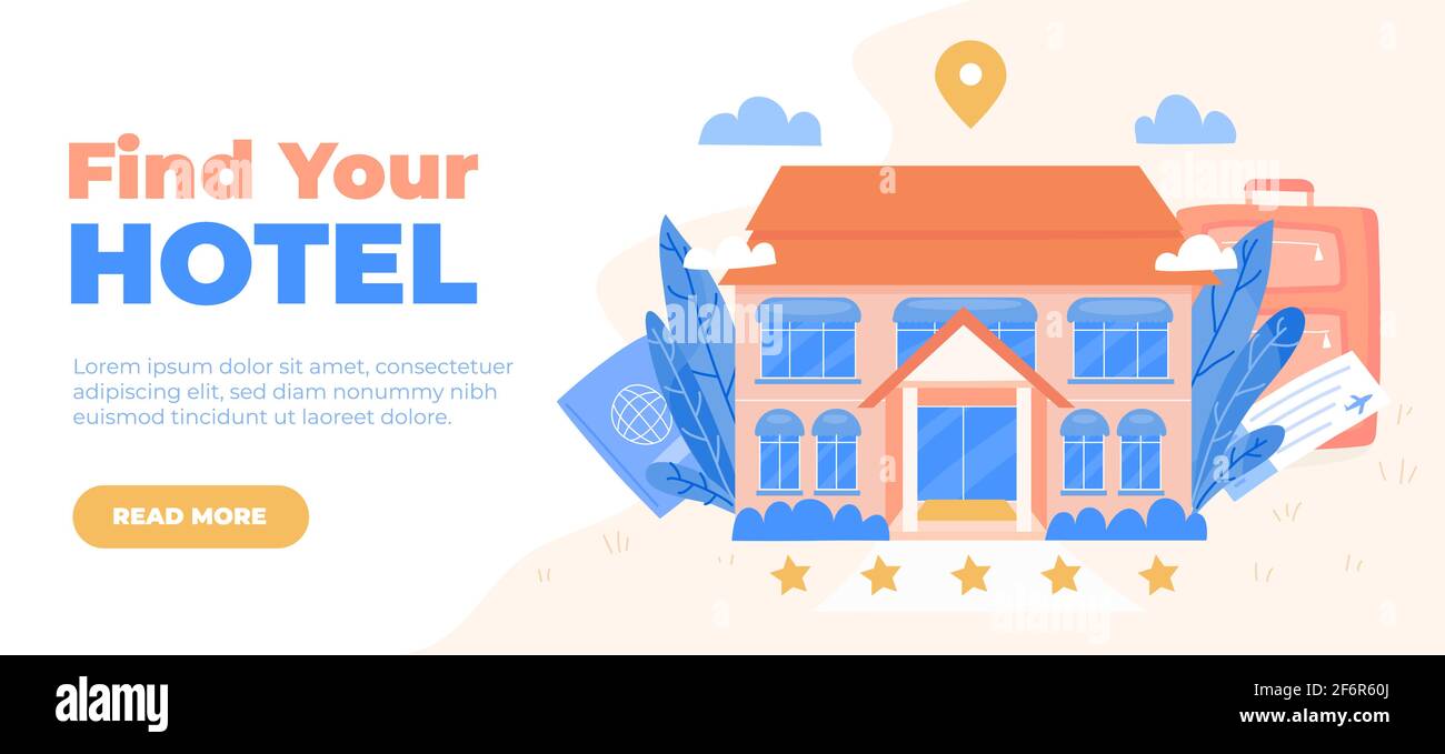 Flat hotel banner illustrated Vector illustration Stock Vector Image ...