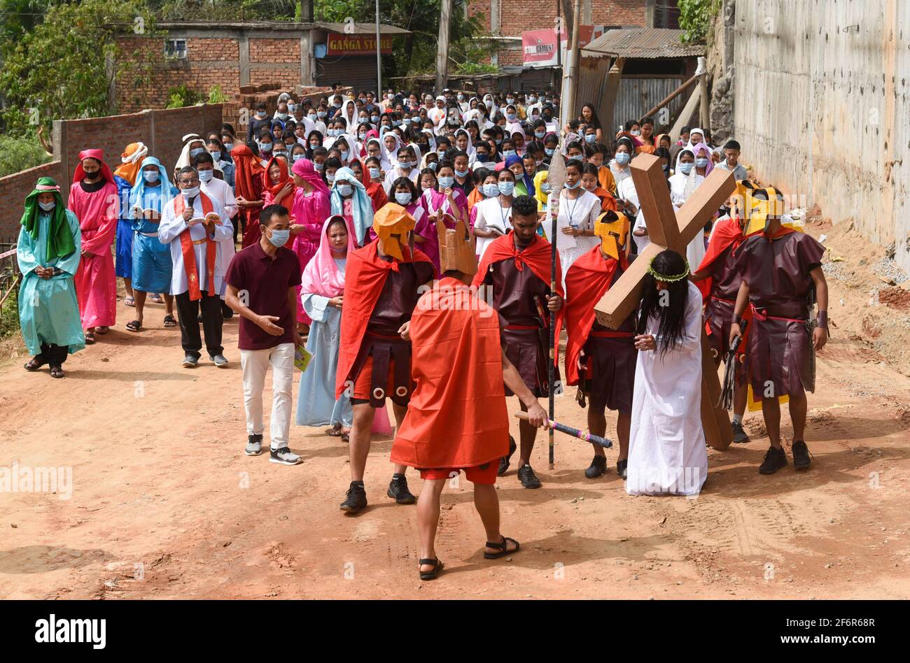 Guwahati, Assam, India. 2nd Apr, 2021. Christian devotee dressed as ...