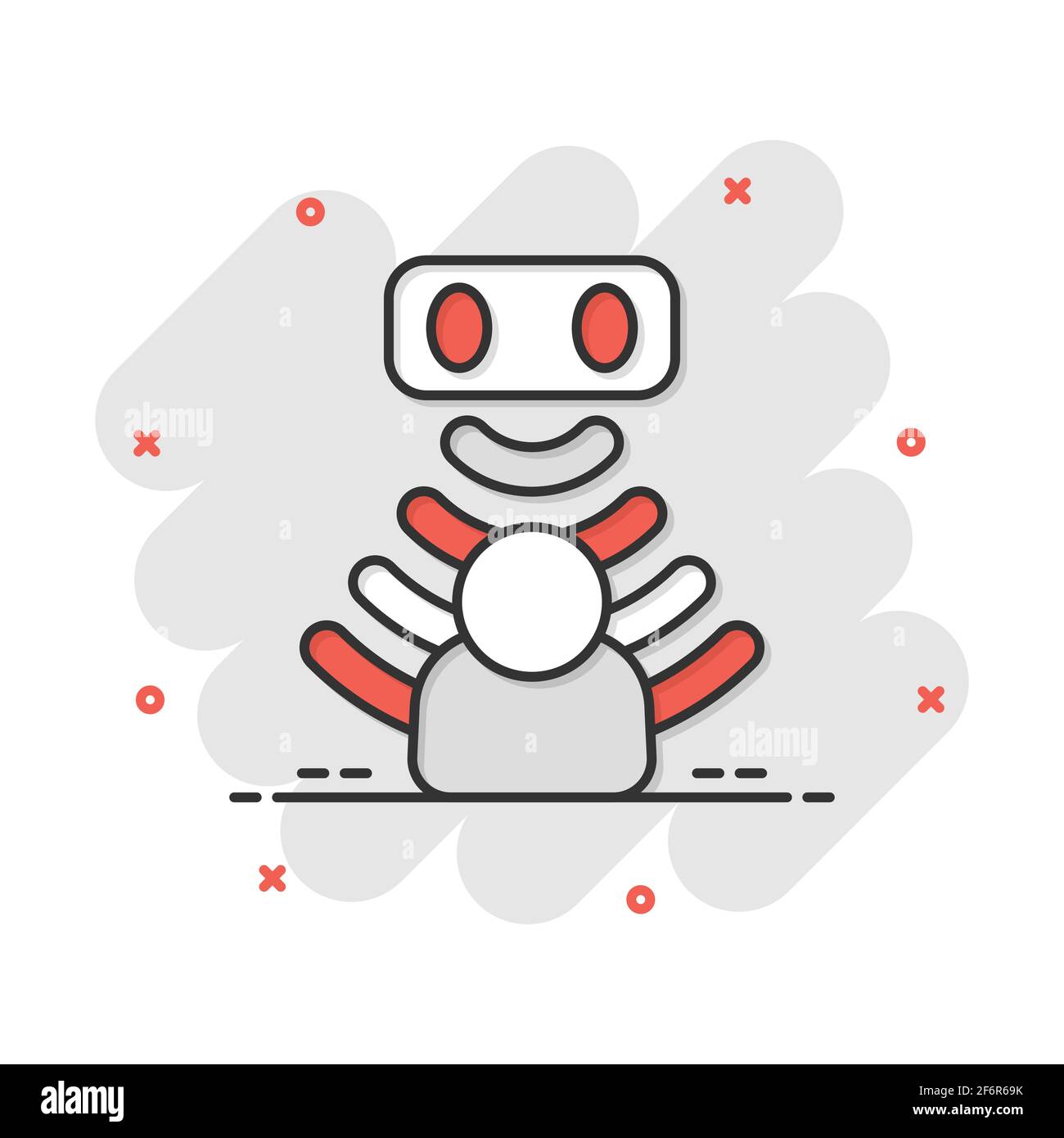 Motion sensor icon in comic style. Sensor waves with man vector cartoon ...