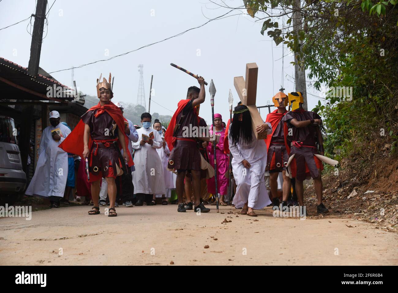 Guwahati, Assam, India. 2nd Apr, 2021. Christian devotee dressed as ...