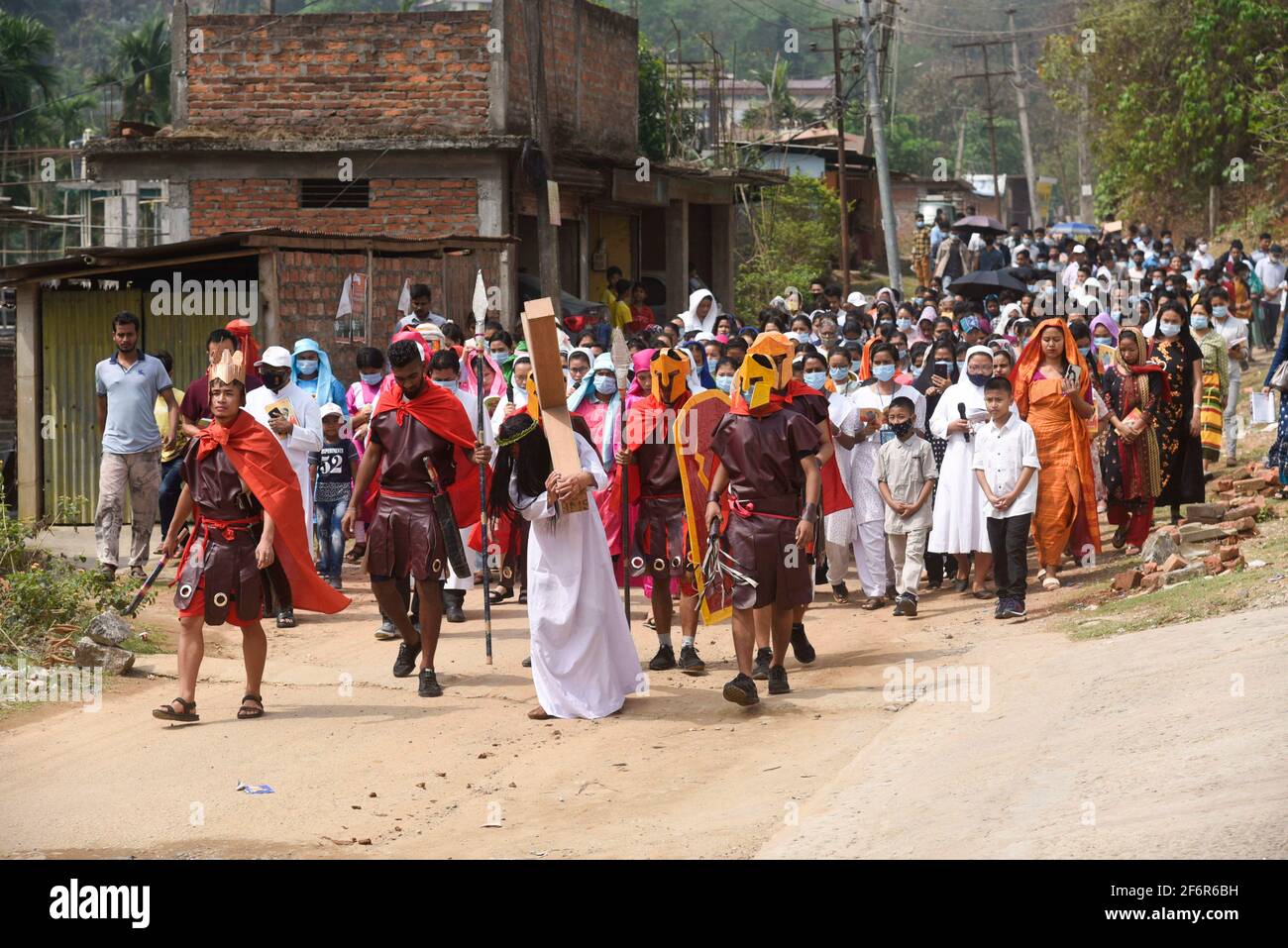 Guwahati, Assam, India. 2nd Apr, 2021. Christian devotee dressed as ...