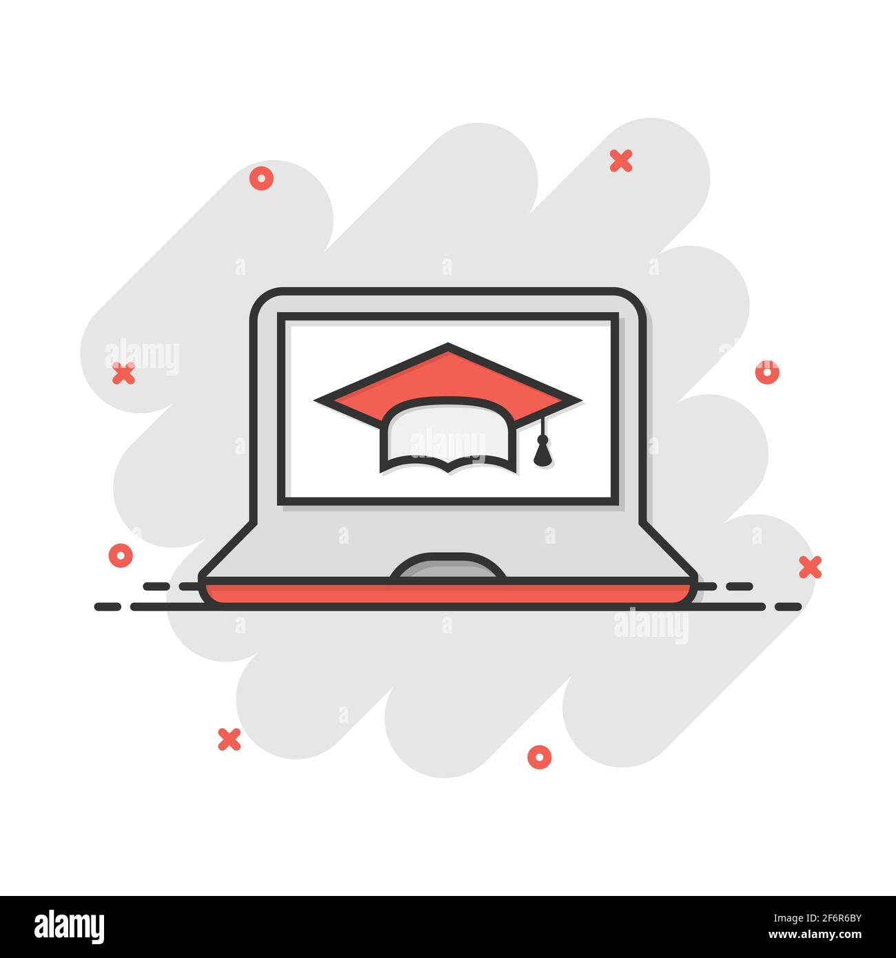 Elearning education icon in comic style. Study vector cartoon ...
