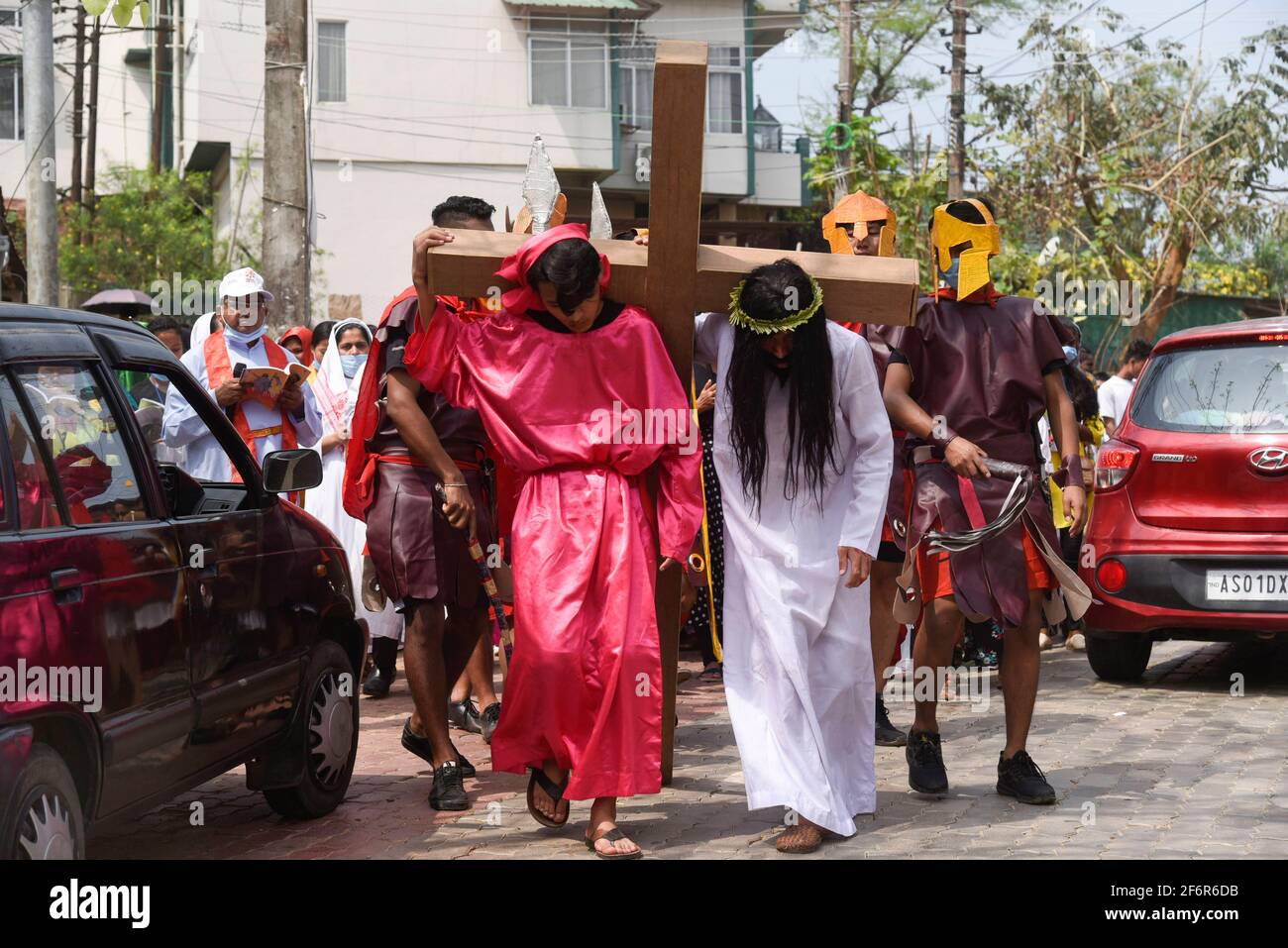 Guwahati, Assam, India. 2nd Apr, 2021. Christian devotee dressed as ...