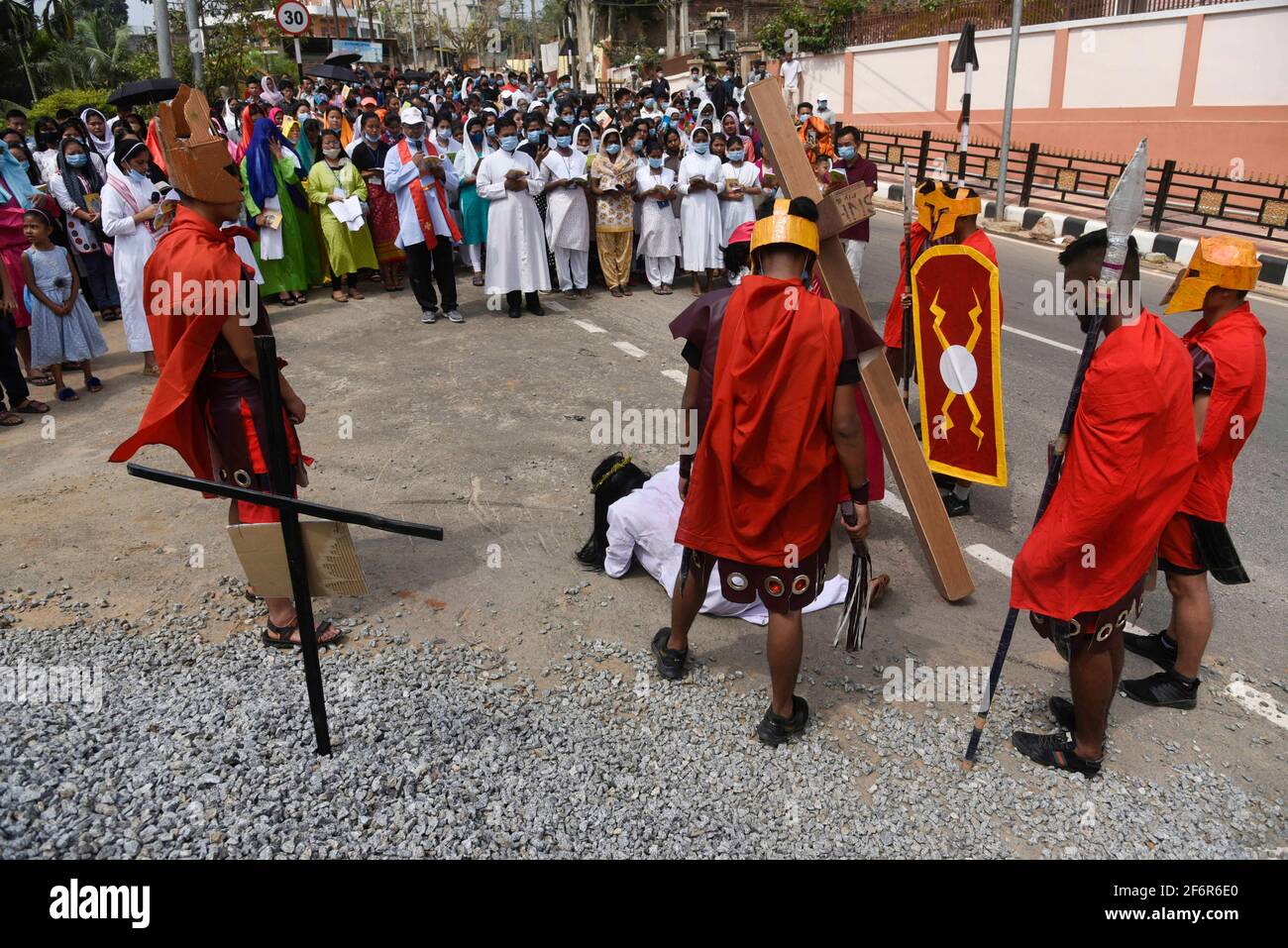 Guwahati, Assam, India. 2nd Apr, 2021. Christian devotee dressed as ...