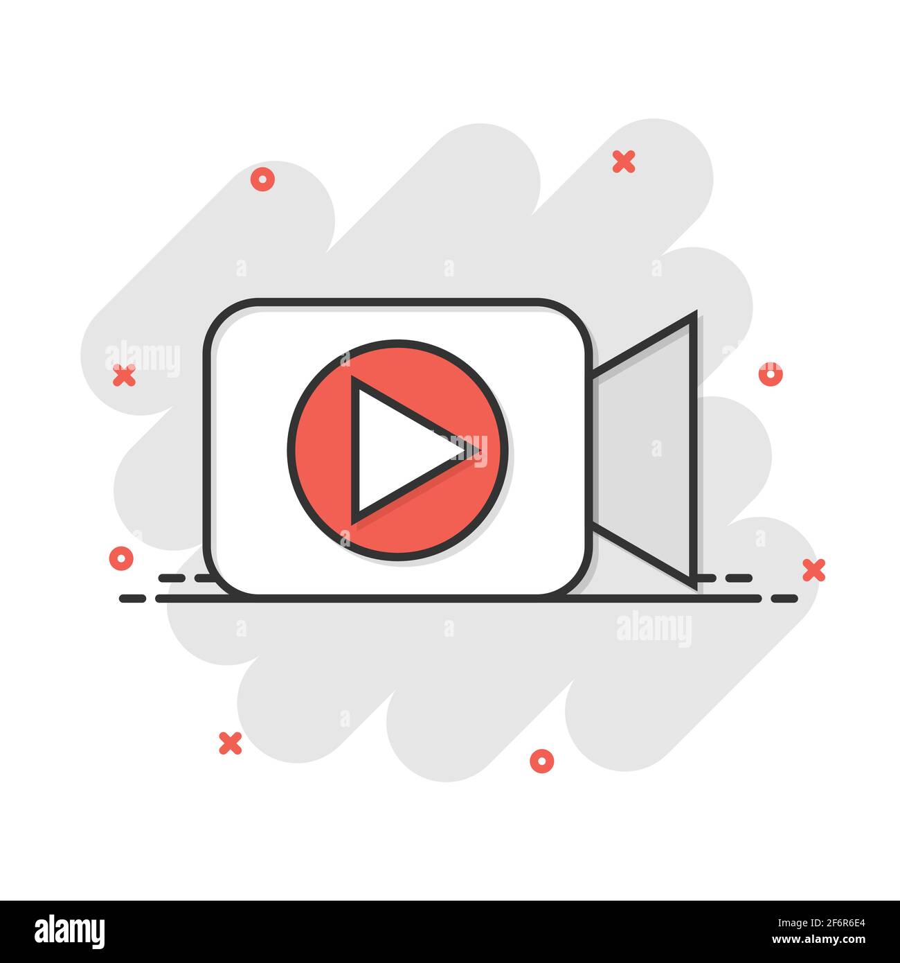 Video camera icon in comic style. Movie play vector cartoon ...
