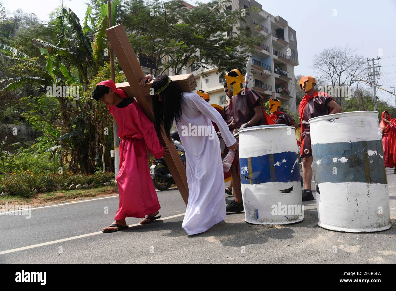 Guwahati, Assam, India. 2nd Apr, 2021. Christian devotee dressed as ...