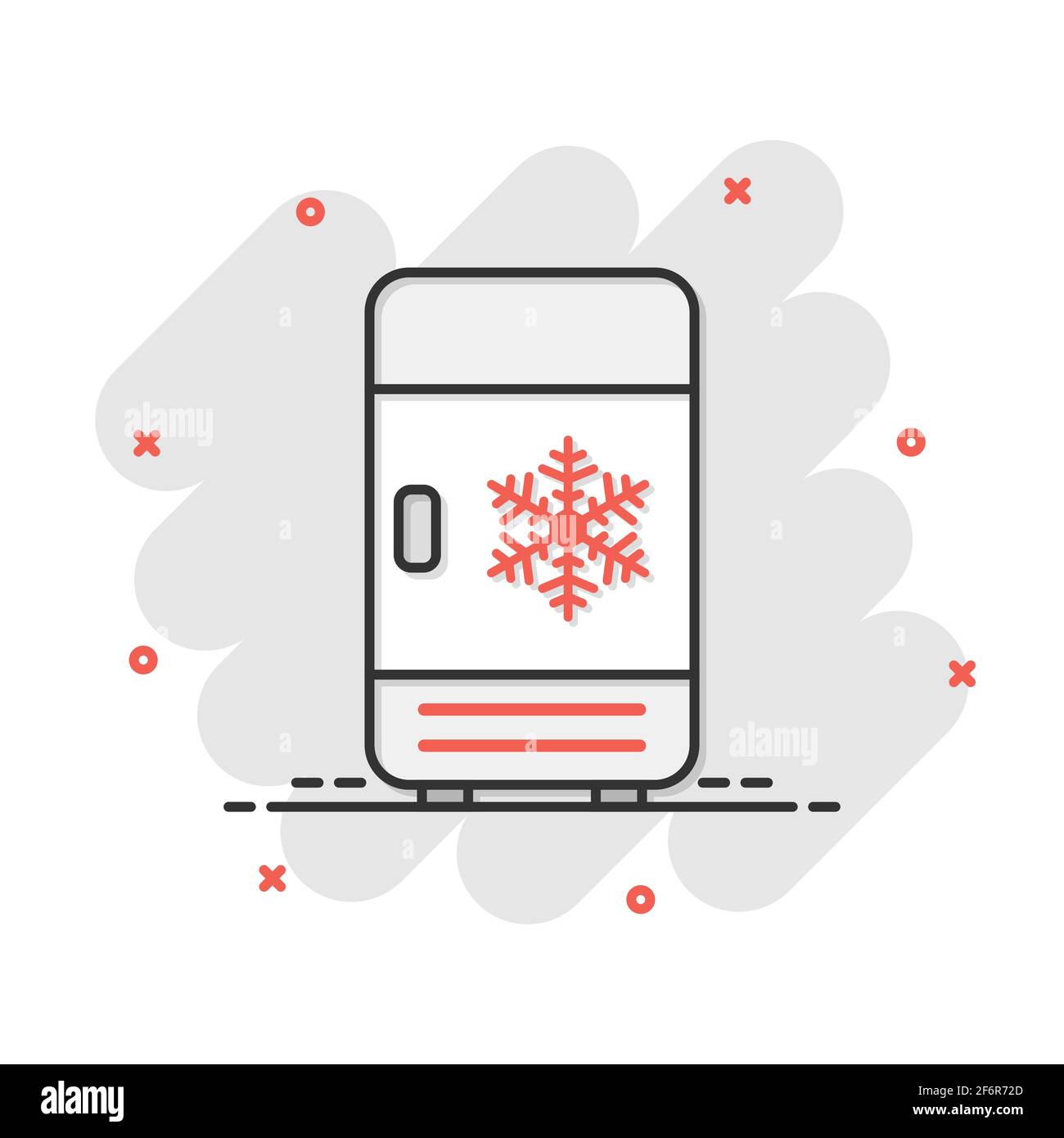 Fridge refrigerator icon in comic style. Freezer container vector ...