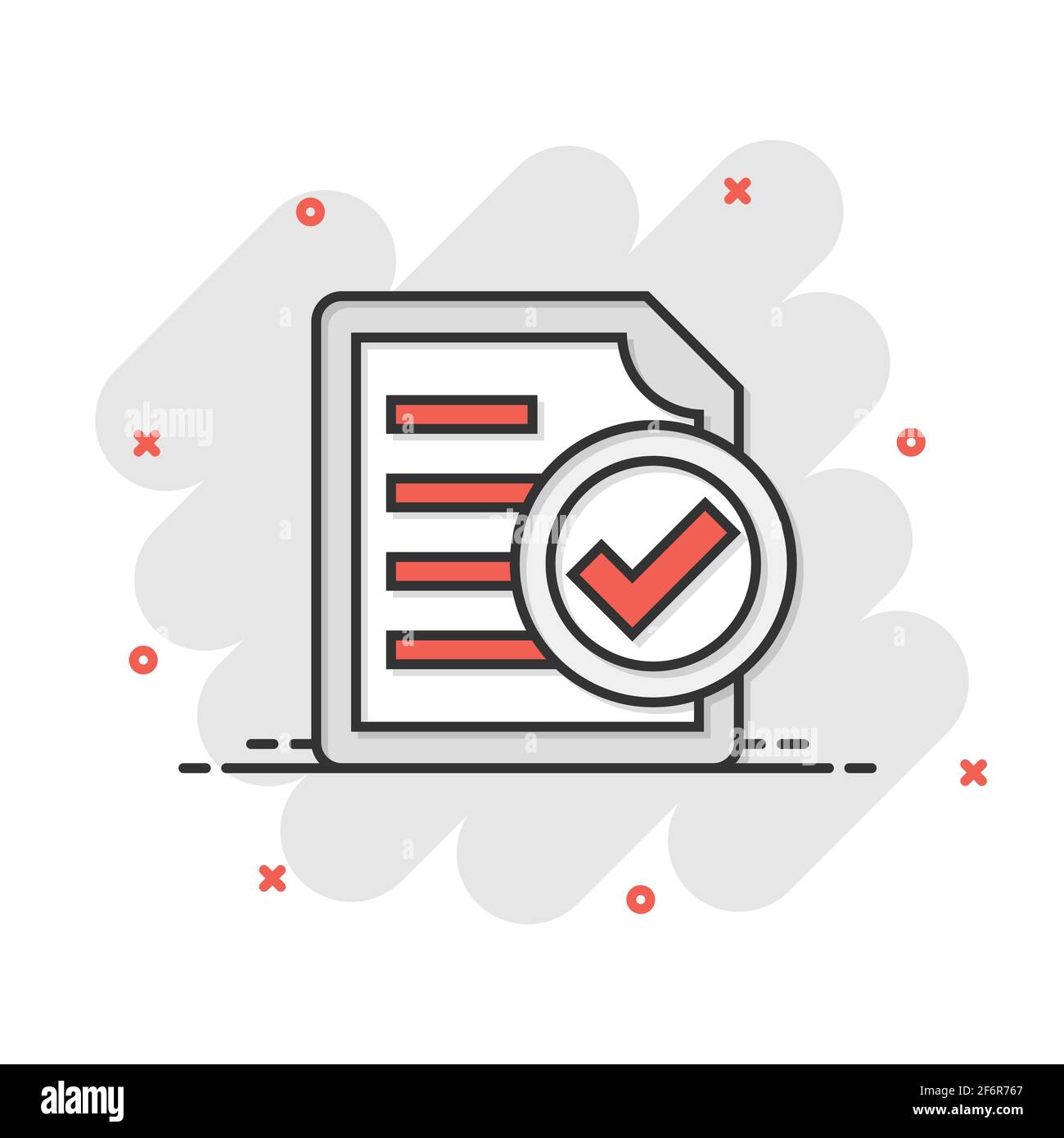 Compliance document icon in comic style. Approved process vector ...
