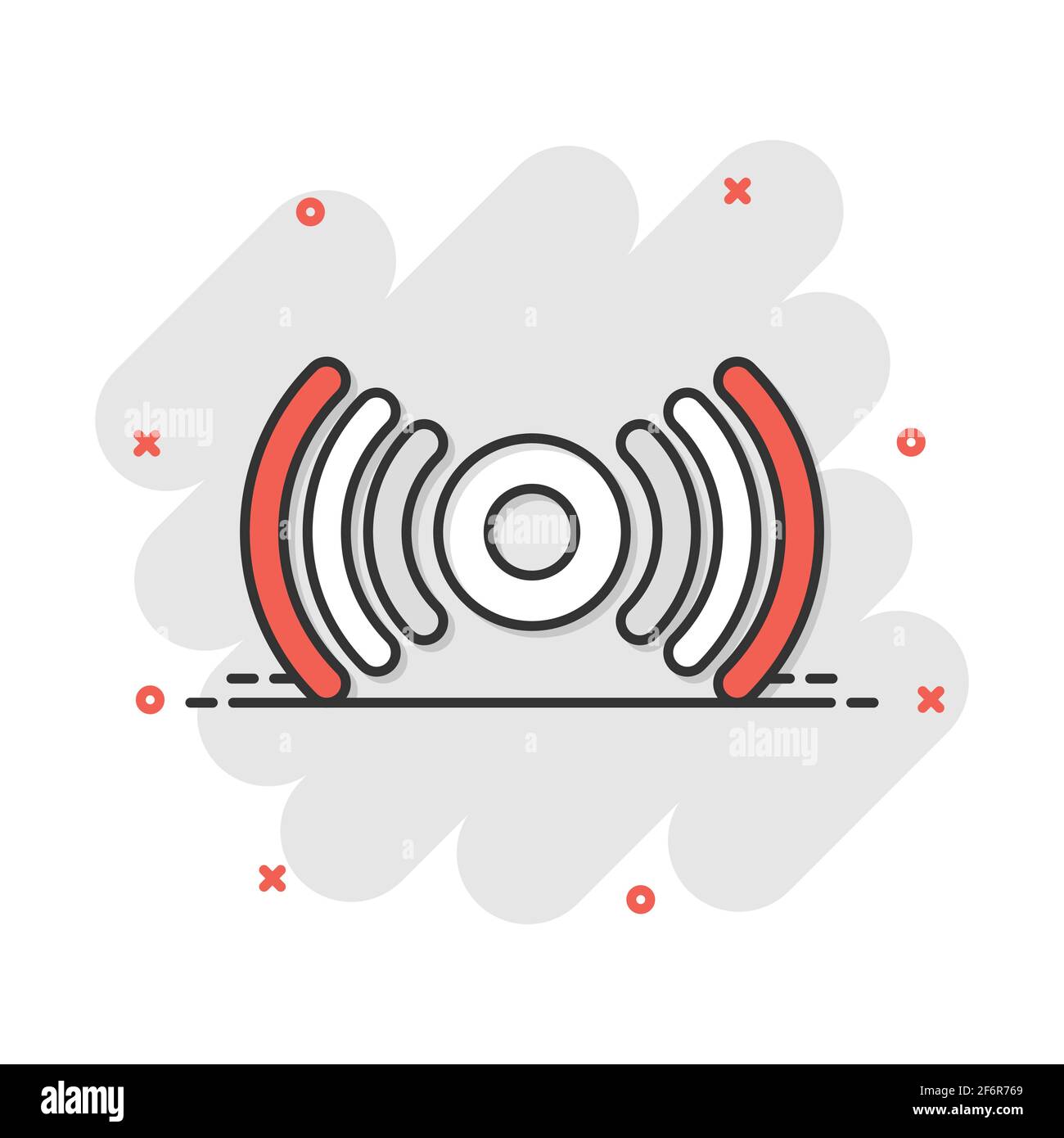 Motion sensor icon in comic style. Sensor waves vector cartoon ...