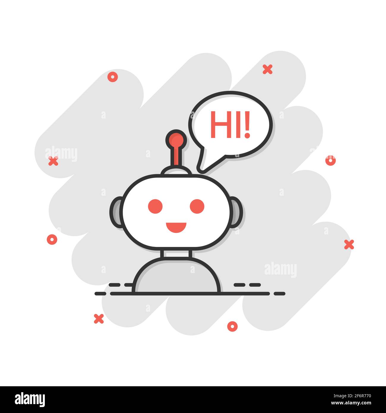 Cute robot chatbot icon in comic style. Bot operator vector cartoon ...