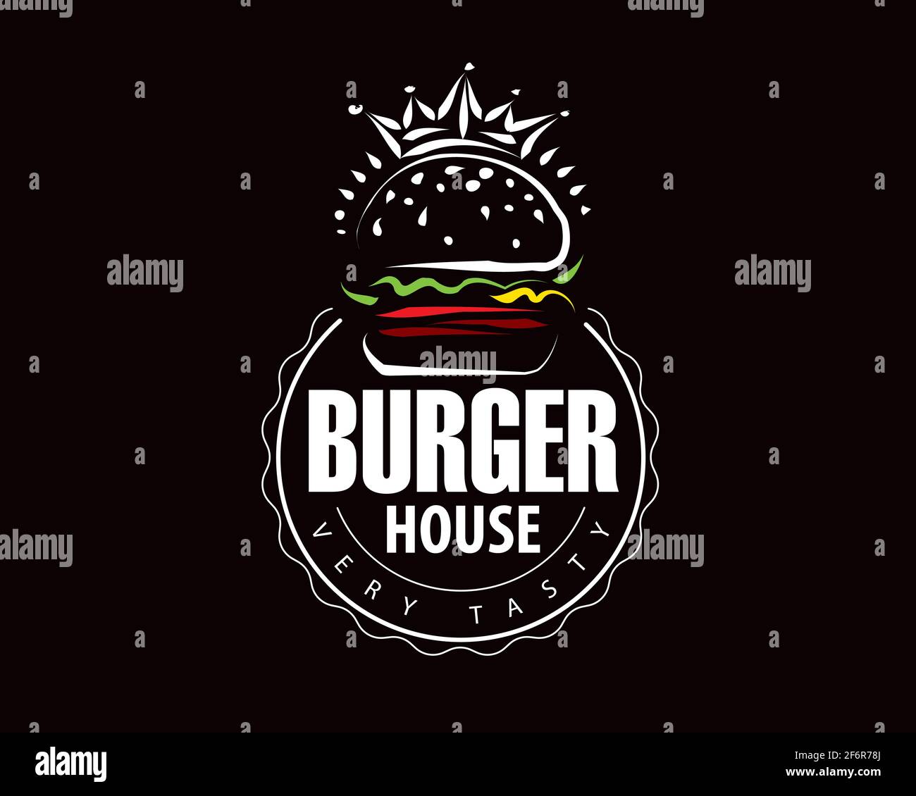 Hand drawn vector burger logo on black background Stock Vector Image ...