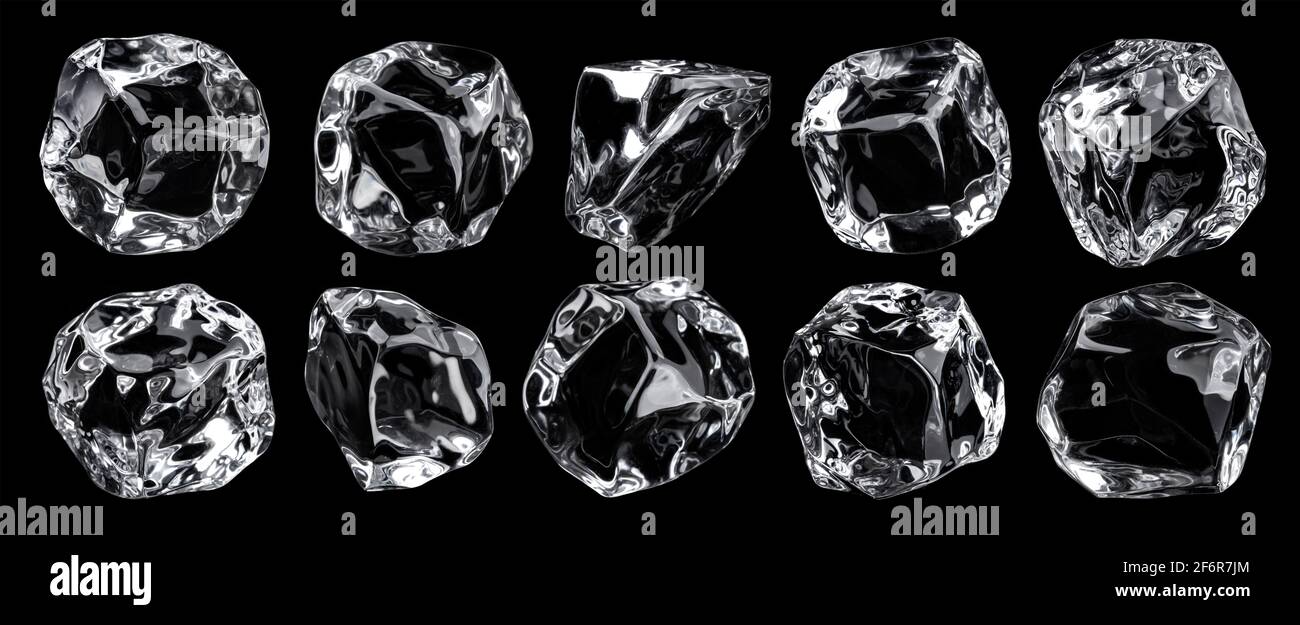 Ice cubes isolated on black background Stock Photo - Alamy