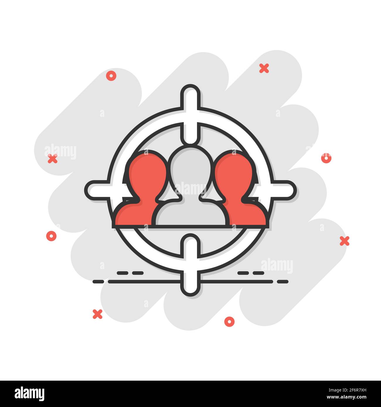 Target audience icon in comic style. Focus on people vector cartoon ...