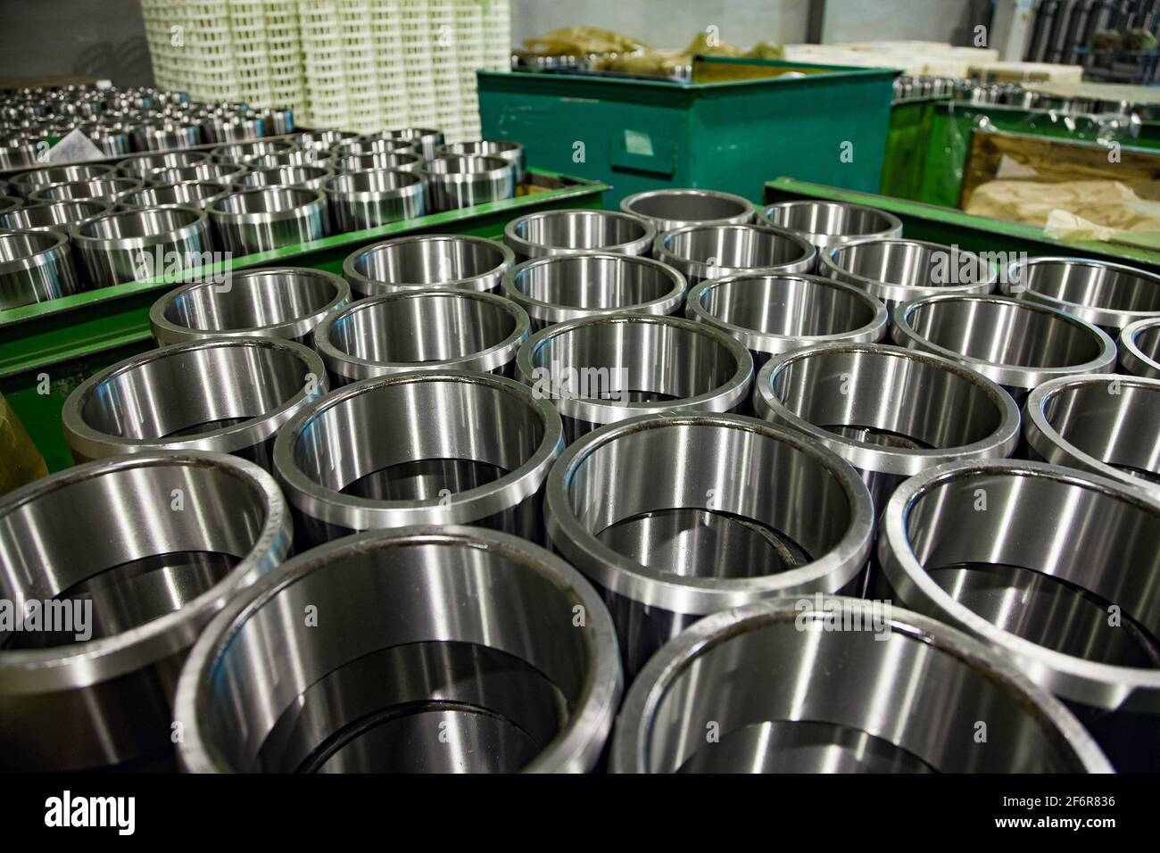 Close-up of bearing outer-race rings. center in focus. Low depth of ...