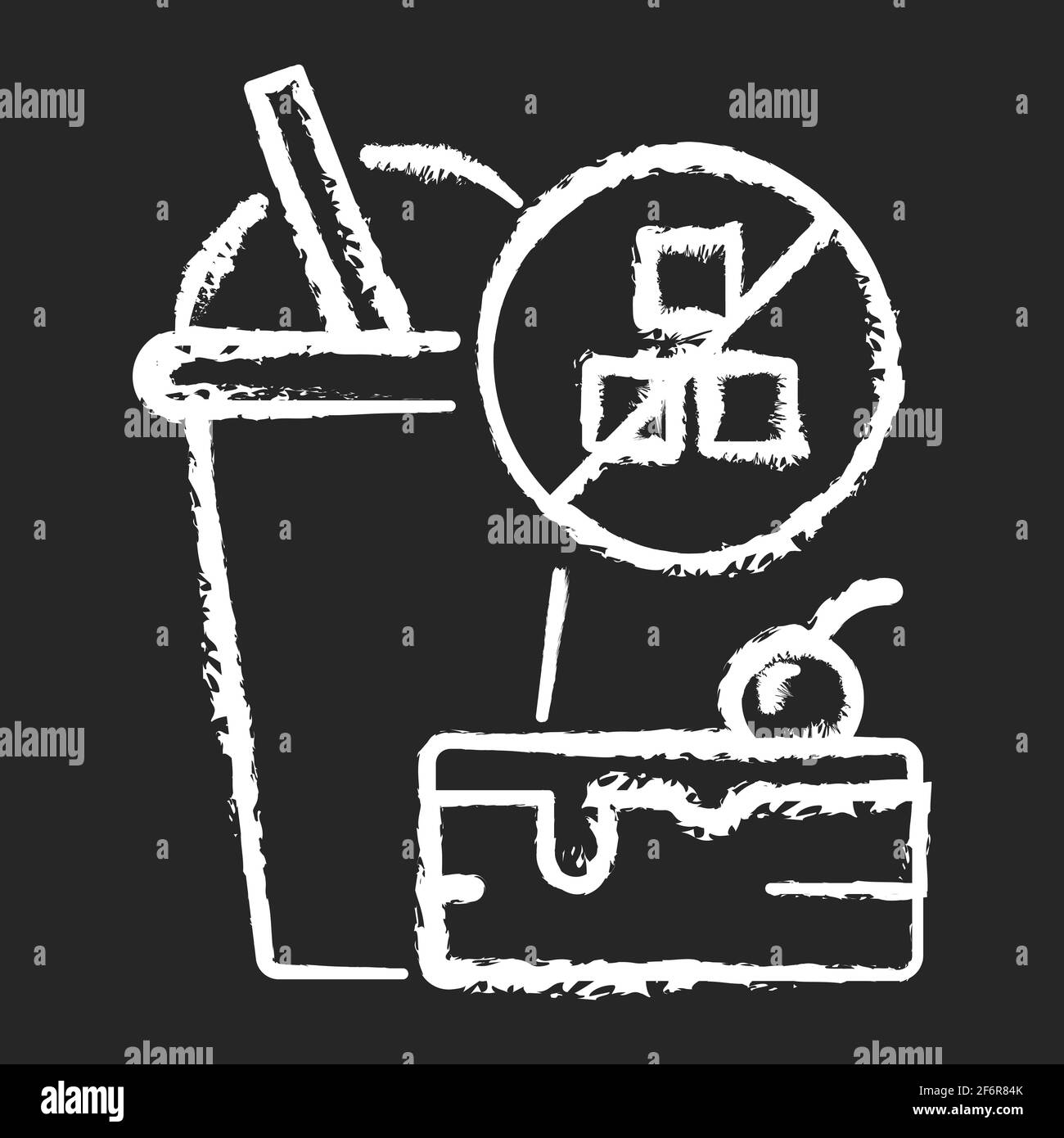 No added sugar chalk white icon on black background Stock Vector Image ...