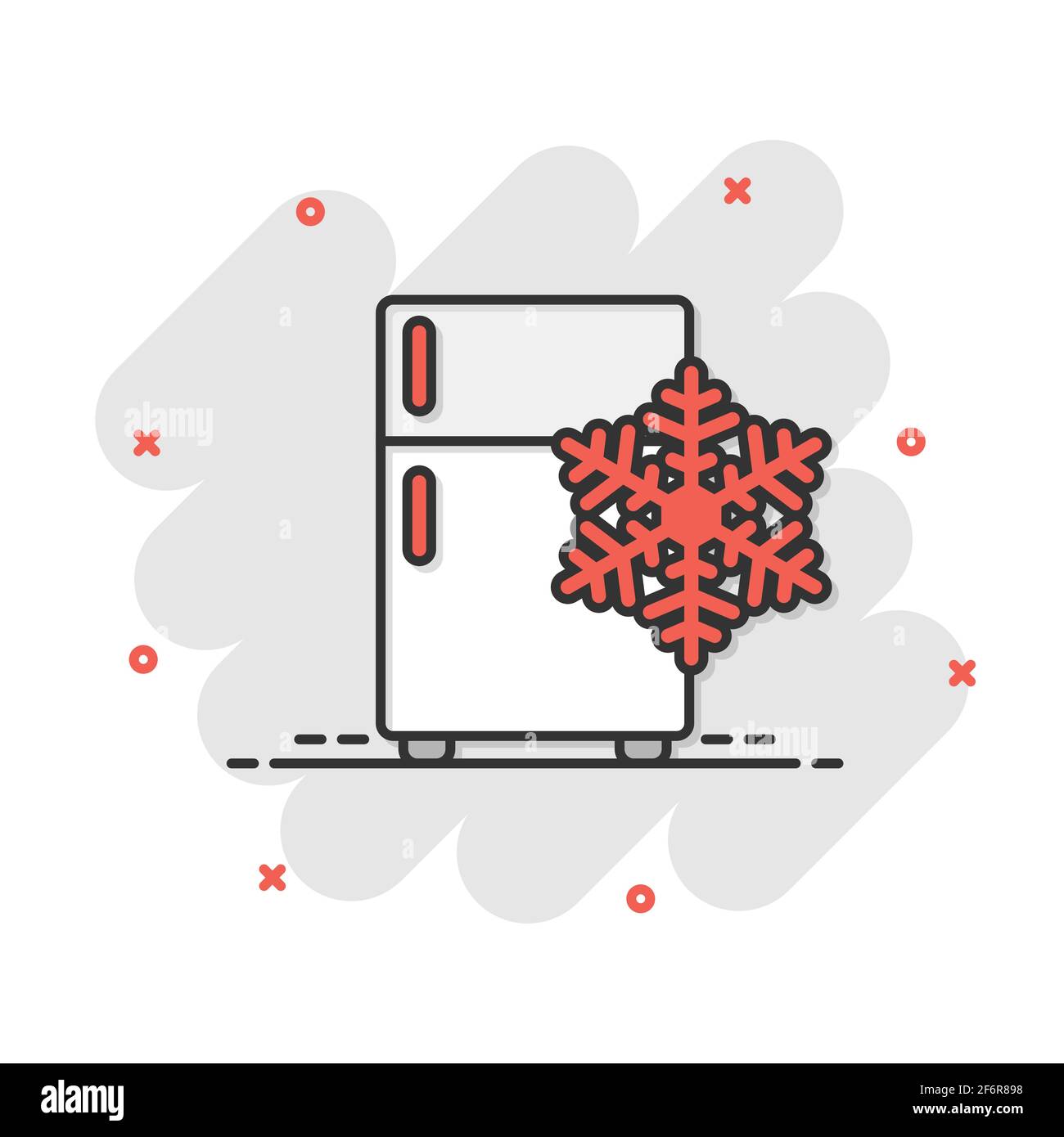Fridge refrigerator icon in comic style. Freezer container vector ...