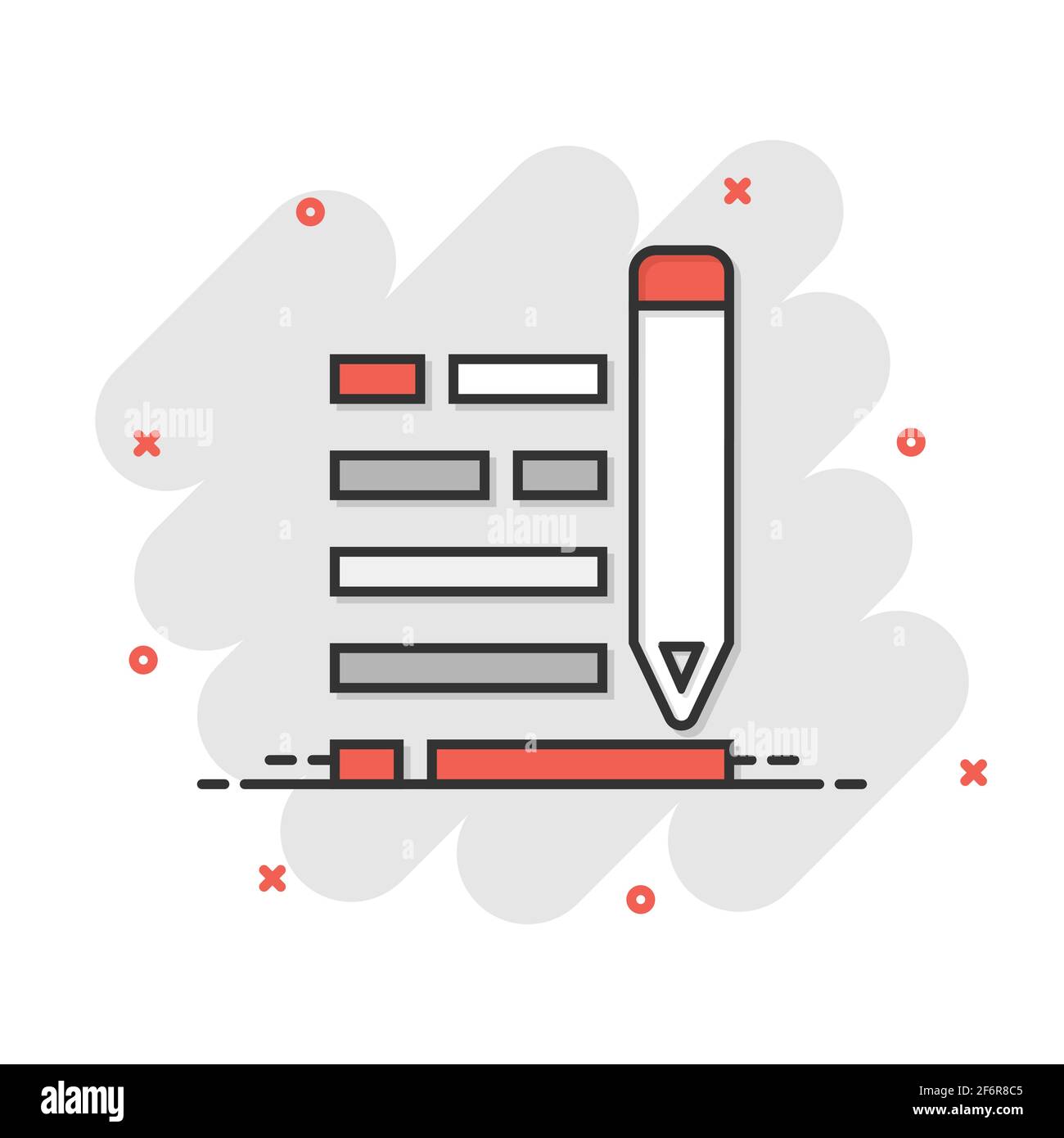 Pencil notepad icon in comic style. Document write vector cartoon ...