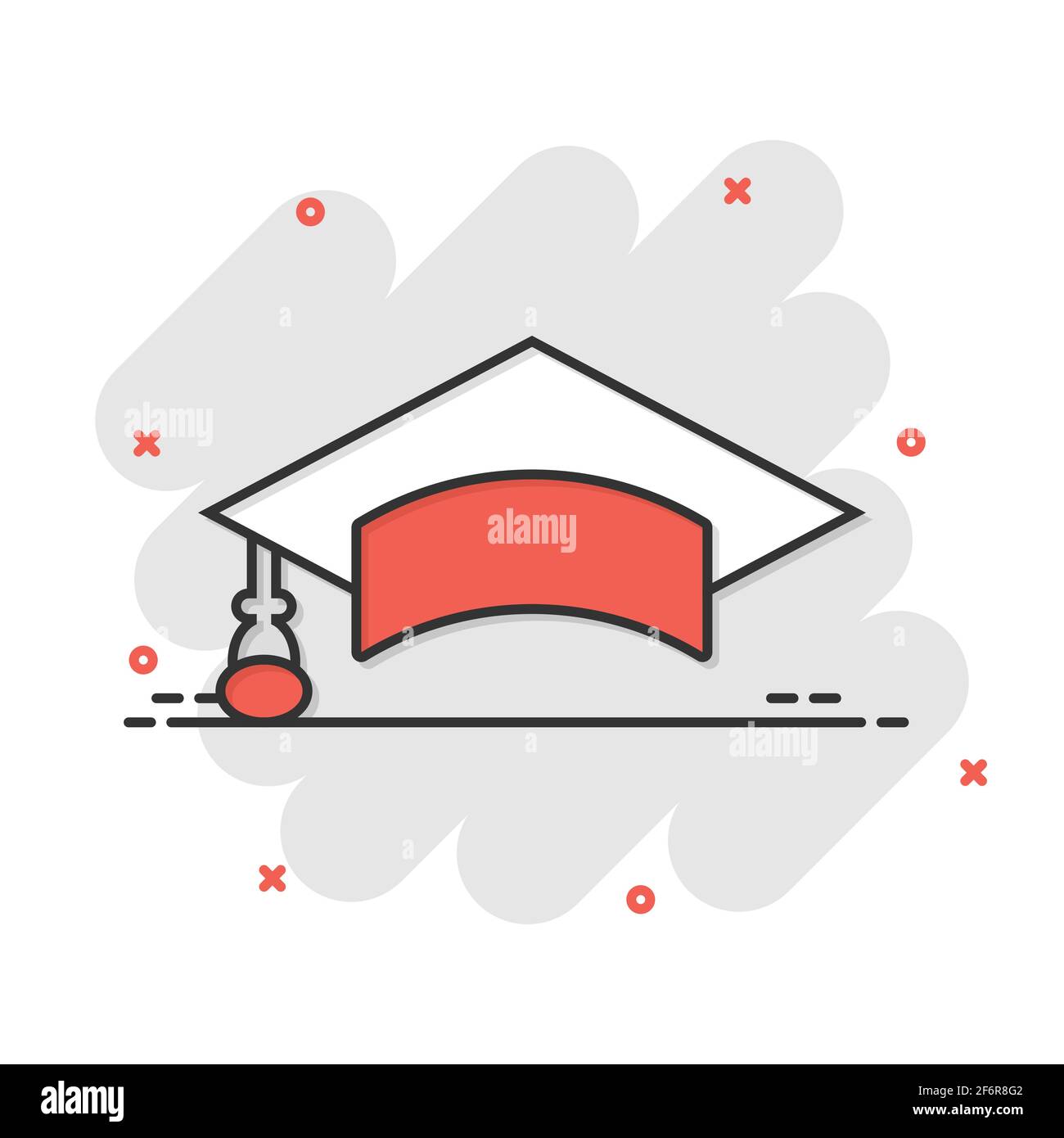 Graduation cap icon in comic style. Education hat vector cartoon ...