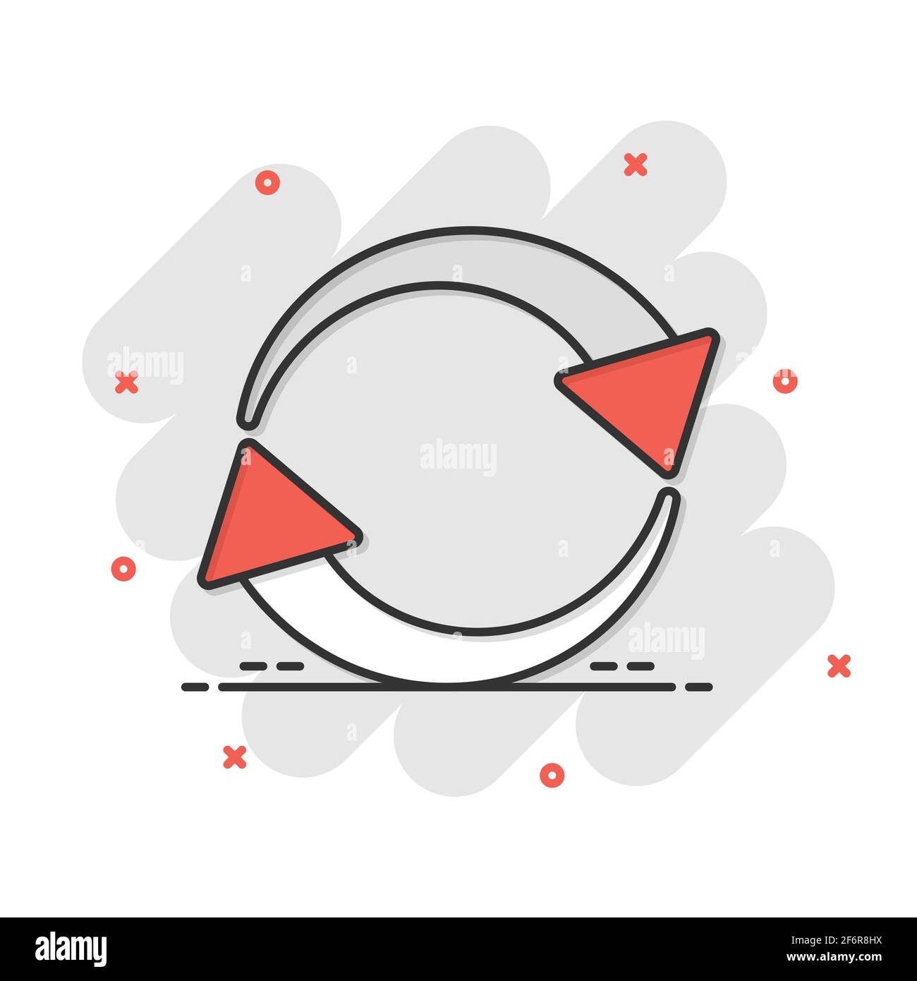Arrow rotation icon in comic style. Sync action vector cartoon ...