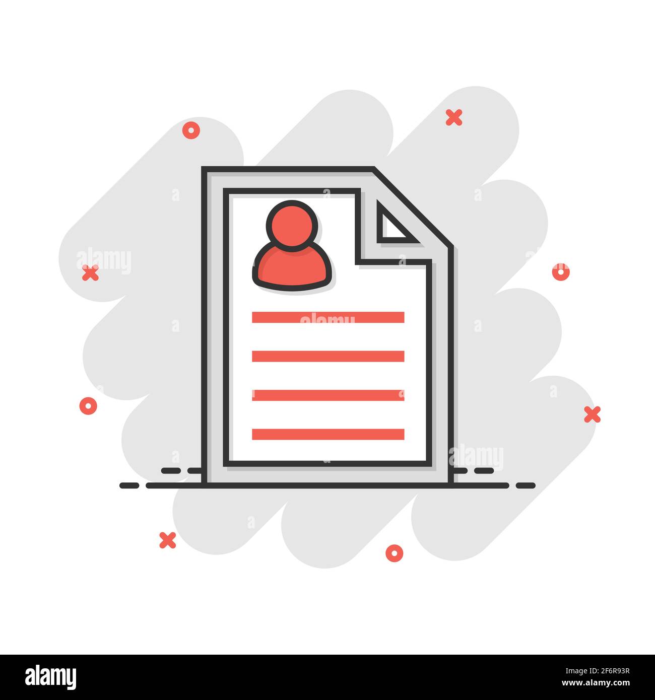 Resume icon in comic style. Contract document vector cartoon ...