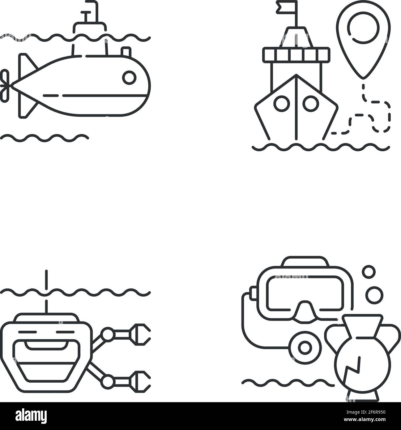 Marine exploration linear icons set Stock Vector Image & Art - Alamy