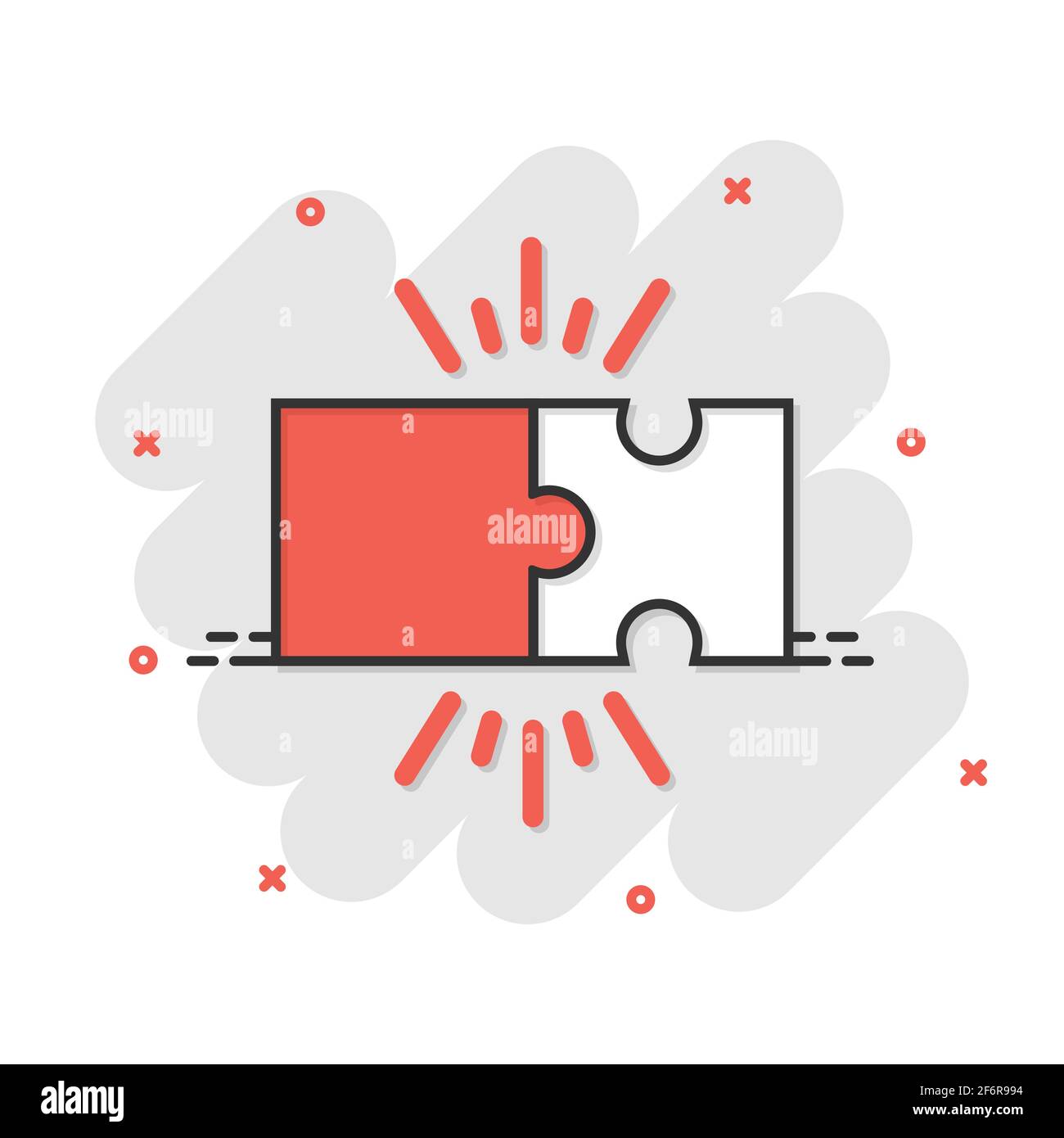 Puzzle compatible icon in comic style. Jigsaw agreement vector cartoon ...