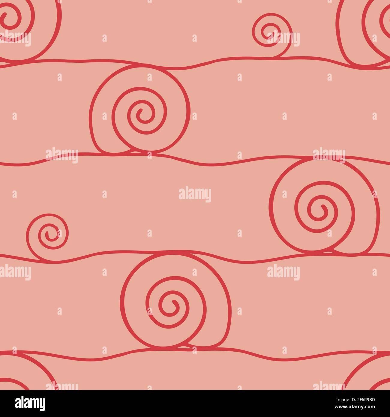Seamless vector pattern spiral line on pink background. Simple shell ...