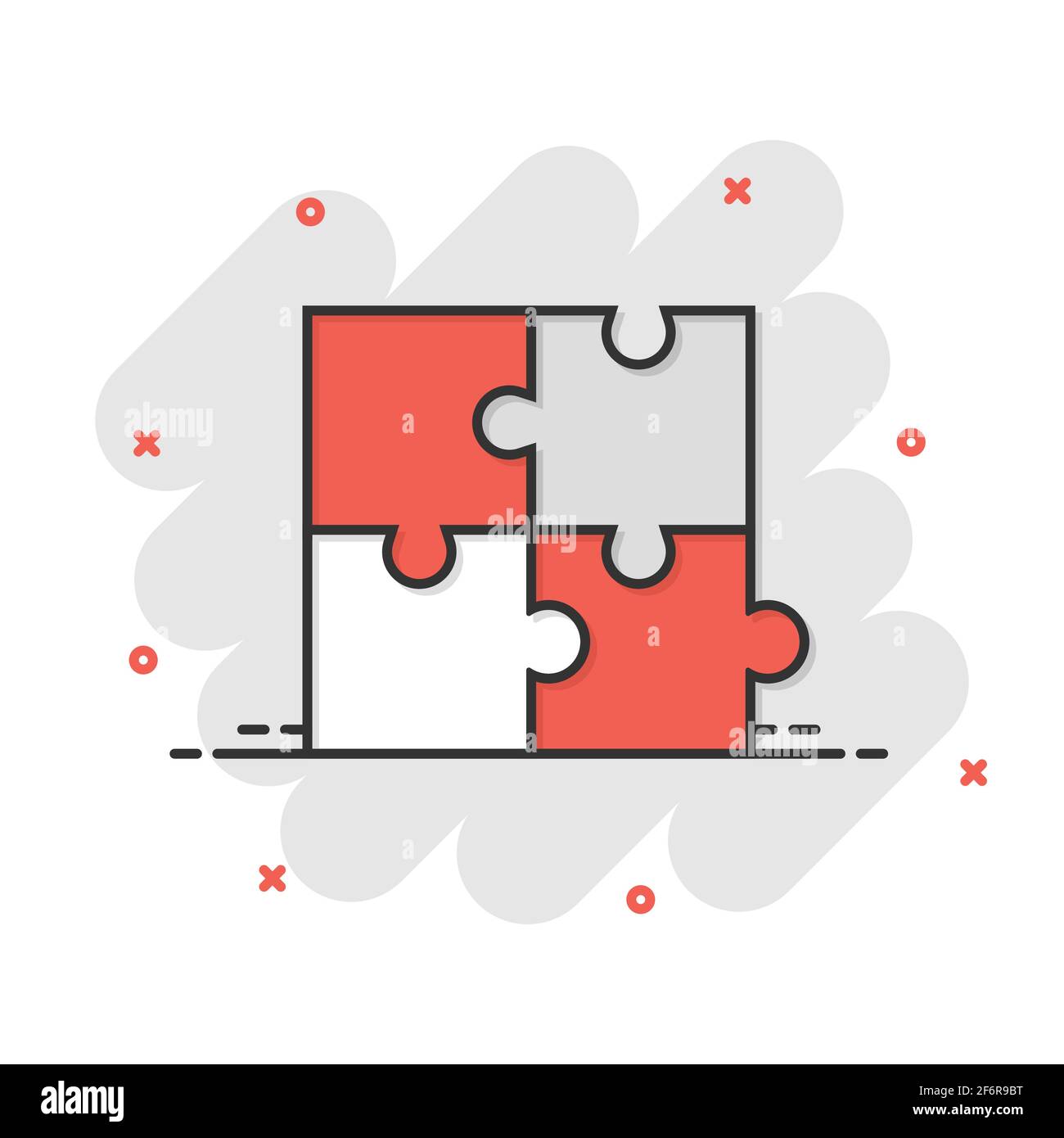 Puzzle compatible icon in comic style. Jigsaw agreement vector cartoon ...