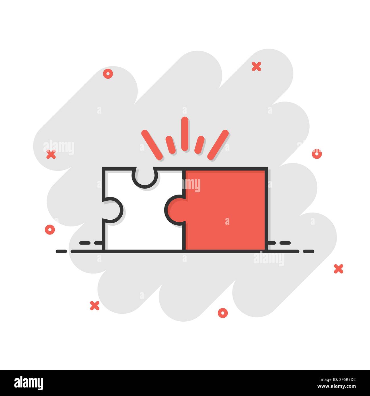 Puzzle compatible icon in comic style. Jigsaw agreement vector cartoon ...