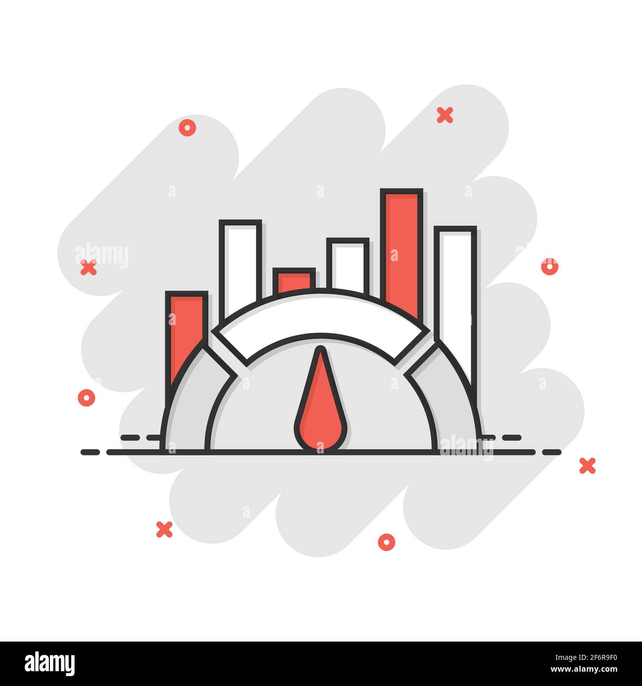 Benchmark measure icon in comic style. Dashboard rating vector cartoon ...