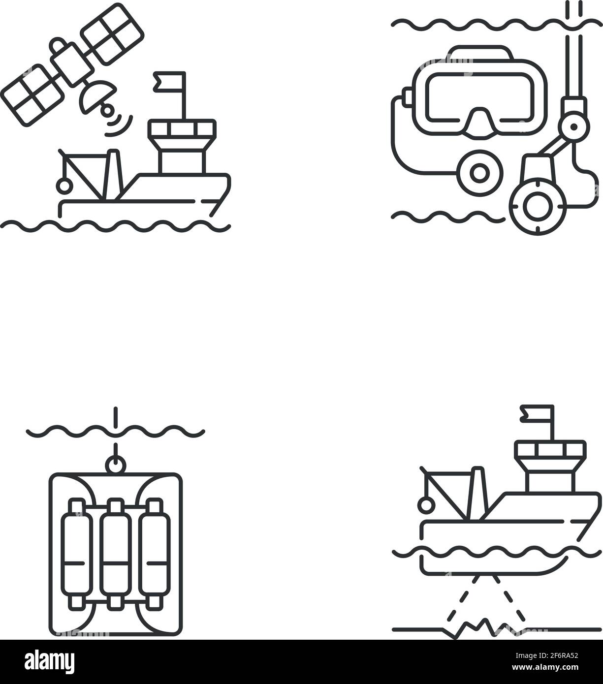 Marine exploration linear icons set Stock Vector Image & Art - Alamy