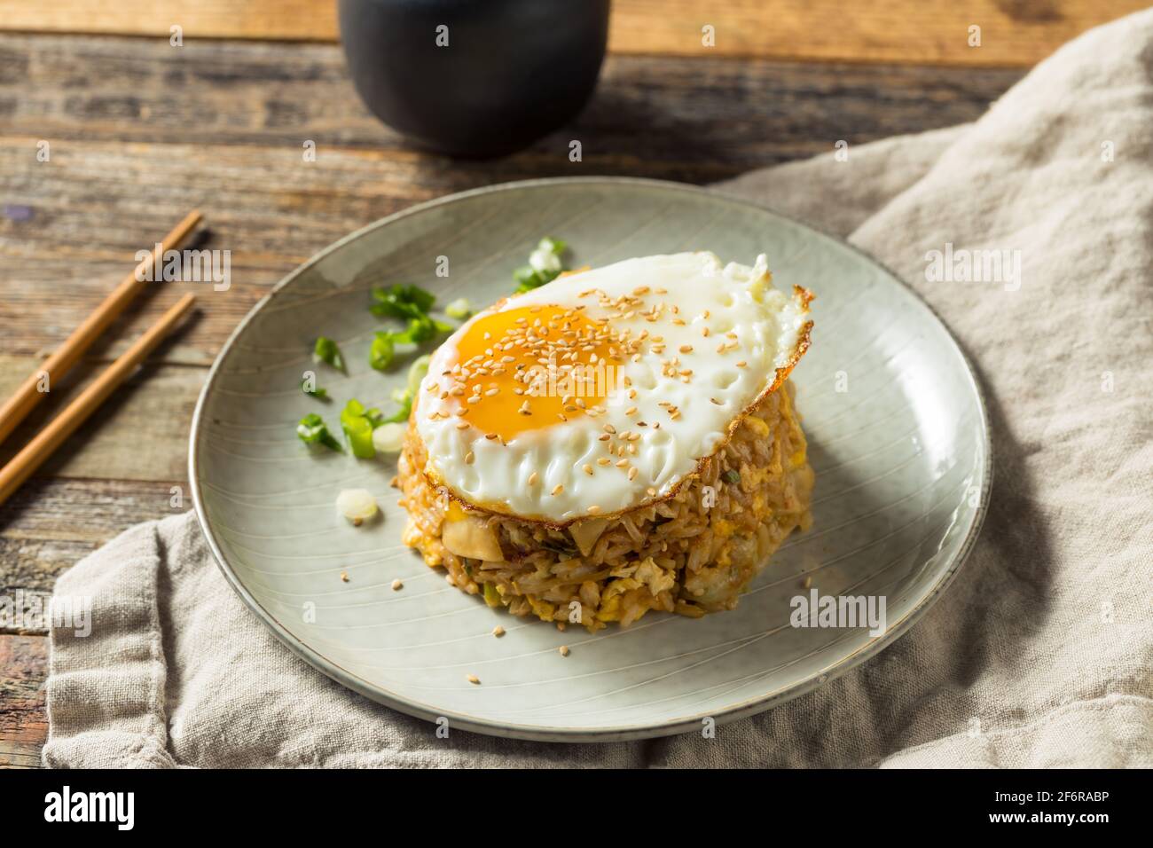 Homemade Potsticker Fried Rice with an Egg Stock Photo - Alamy