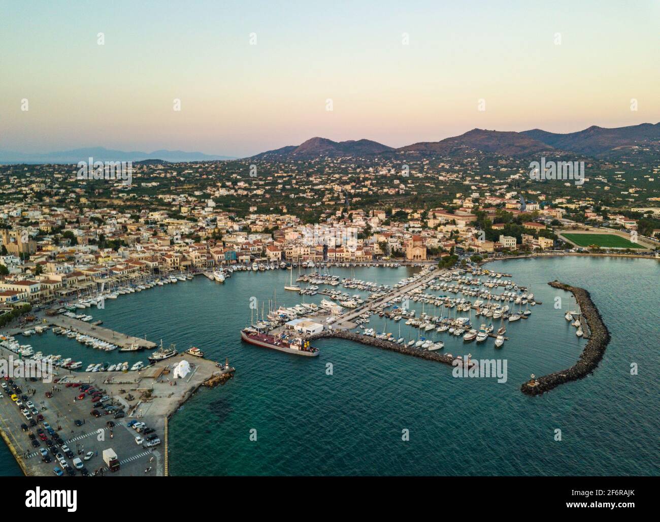 Aerial view of the island of Greek island Egina Stock Photo - Alamy