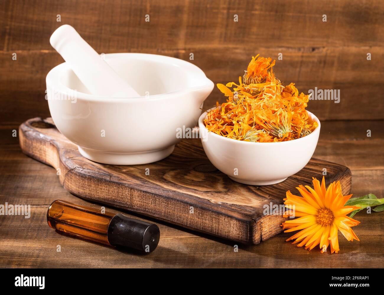 Aromatherapy essential oil with marigold flowers - Calendula ...