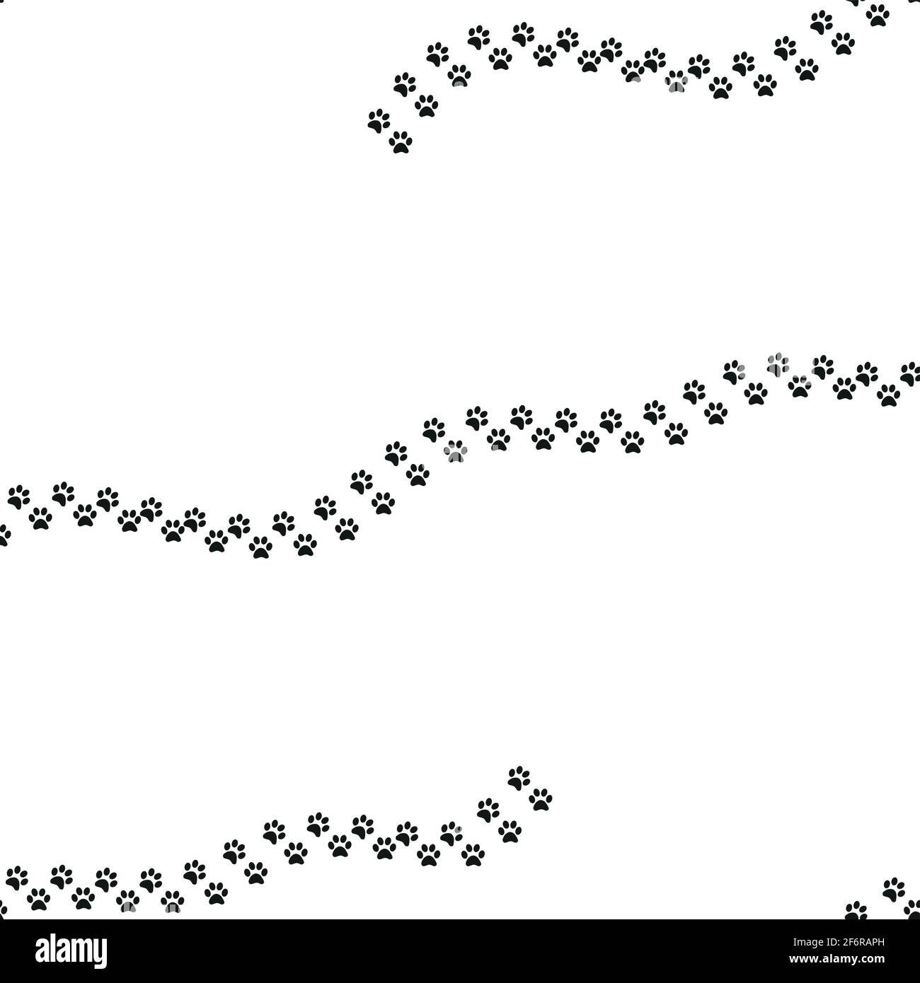 Animal footprint seamless pattern. Footprints of a cat, dog, bear, lion ...