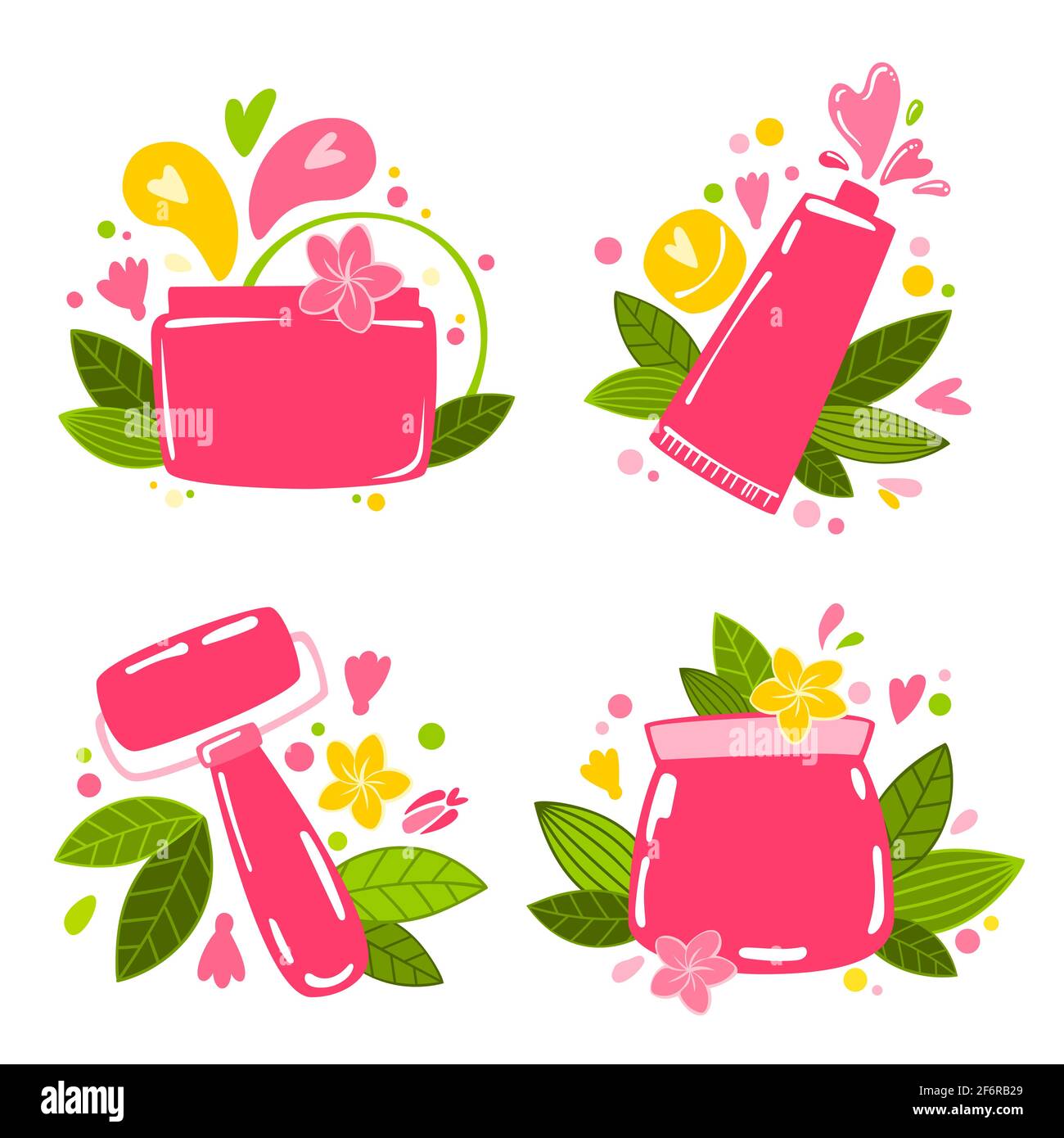 Simple cosmetic flat designes. Beauty skincare, cosmetology facial ...