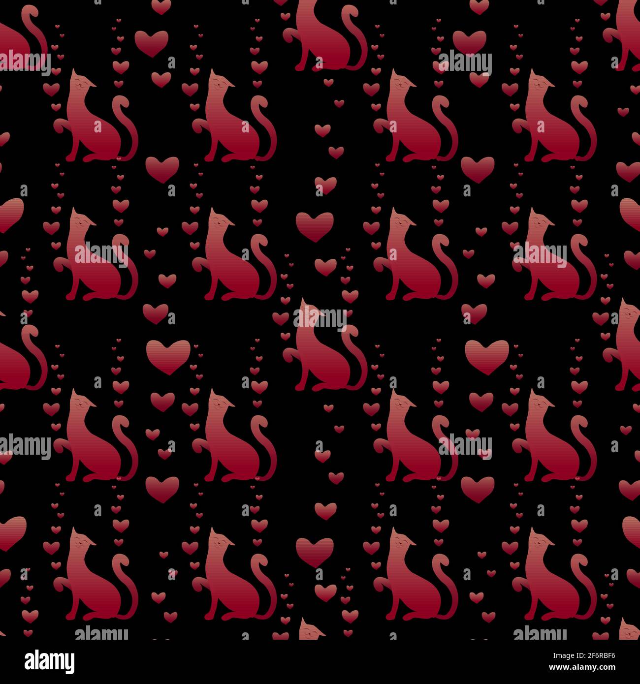 Funny cat raised his paw. Loving cat with hearts. Seamless pattern ...