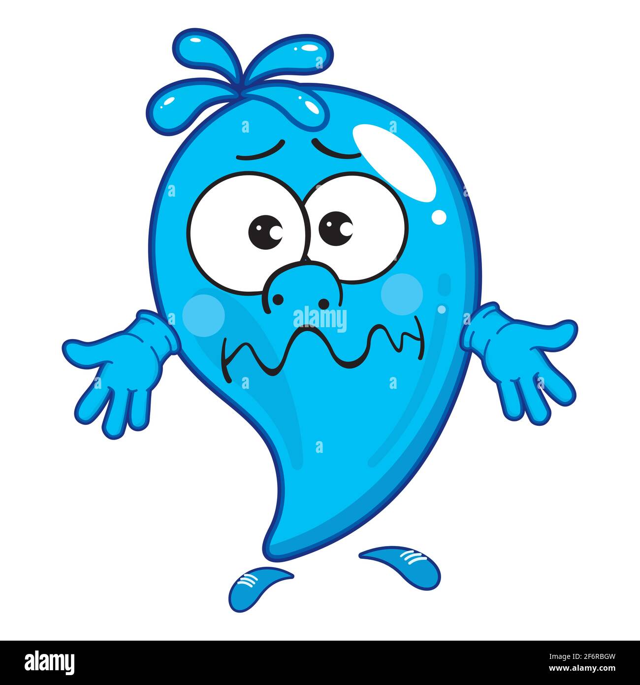 Water Drop Cartoon Mascot Character. Emotions of surprise and confusion ...